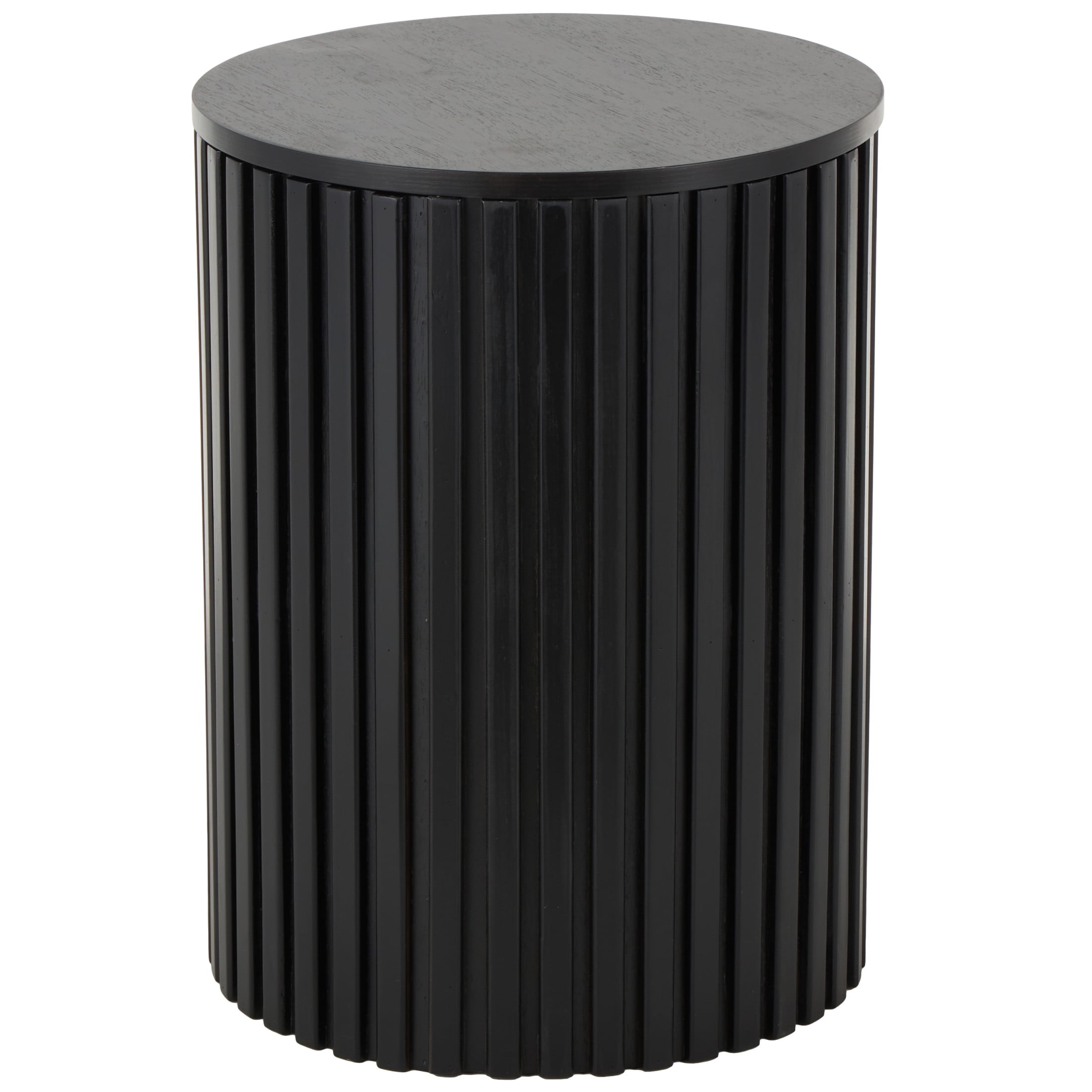 DecMode Handmade Ribbed Accent Table Black Wood Slatted Base - Walmart.com