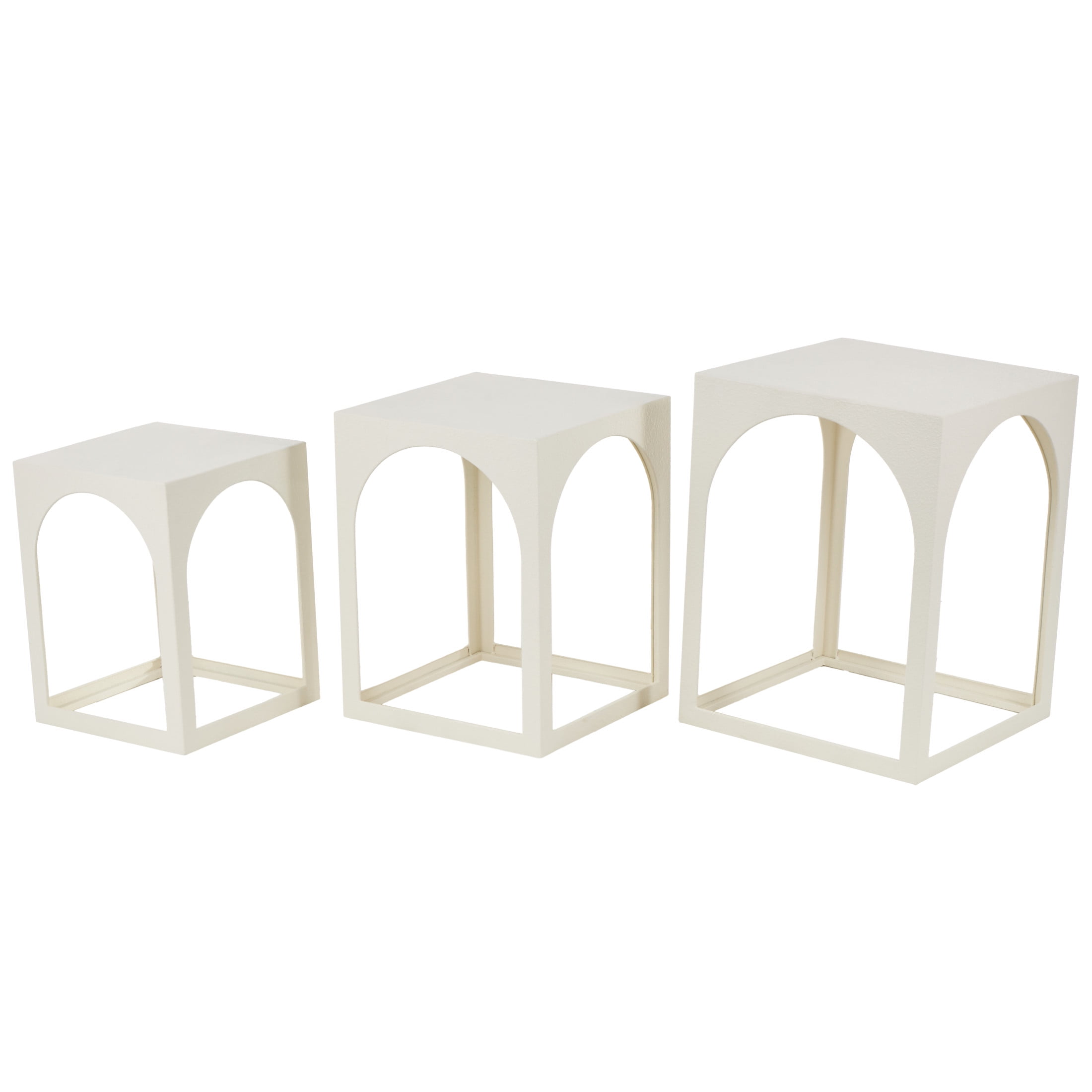 DecMode 16" x 21" White Metal Nested Accent Table with Arched Cutouts, 3-Pieces - Walmart.com