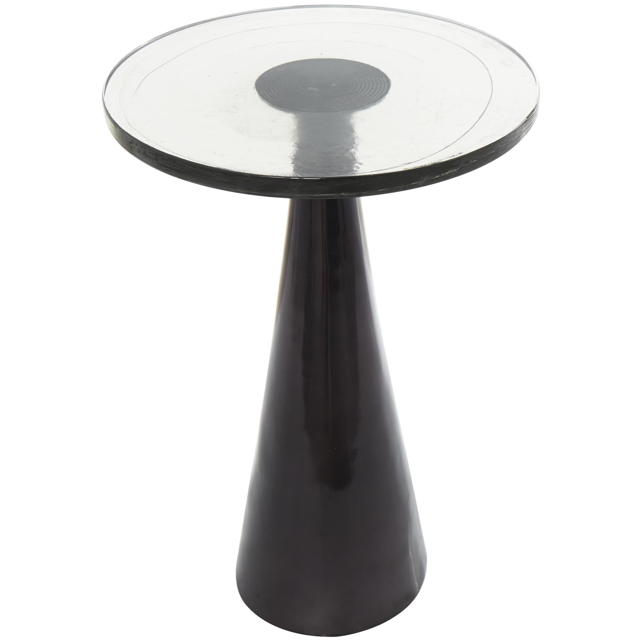 DecMode 16" x 24" Black Aluminum Metal Cone Geometric Accent Table with ...