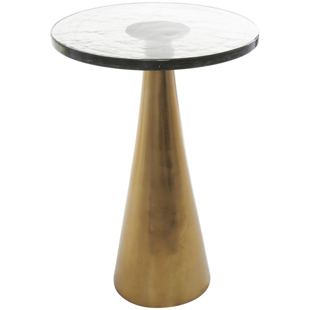 DecMode 16" x 24" Gold Aluminum Cone Geometric Accent Table with ...