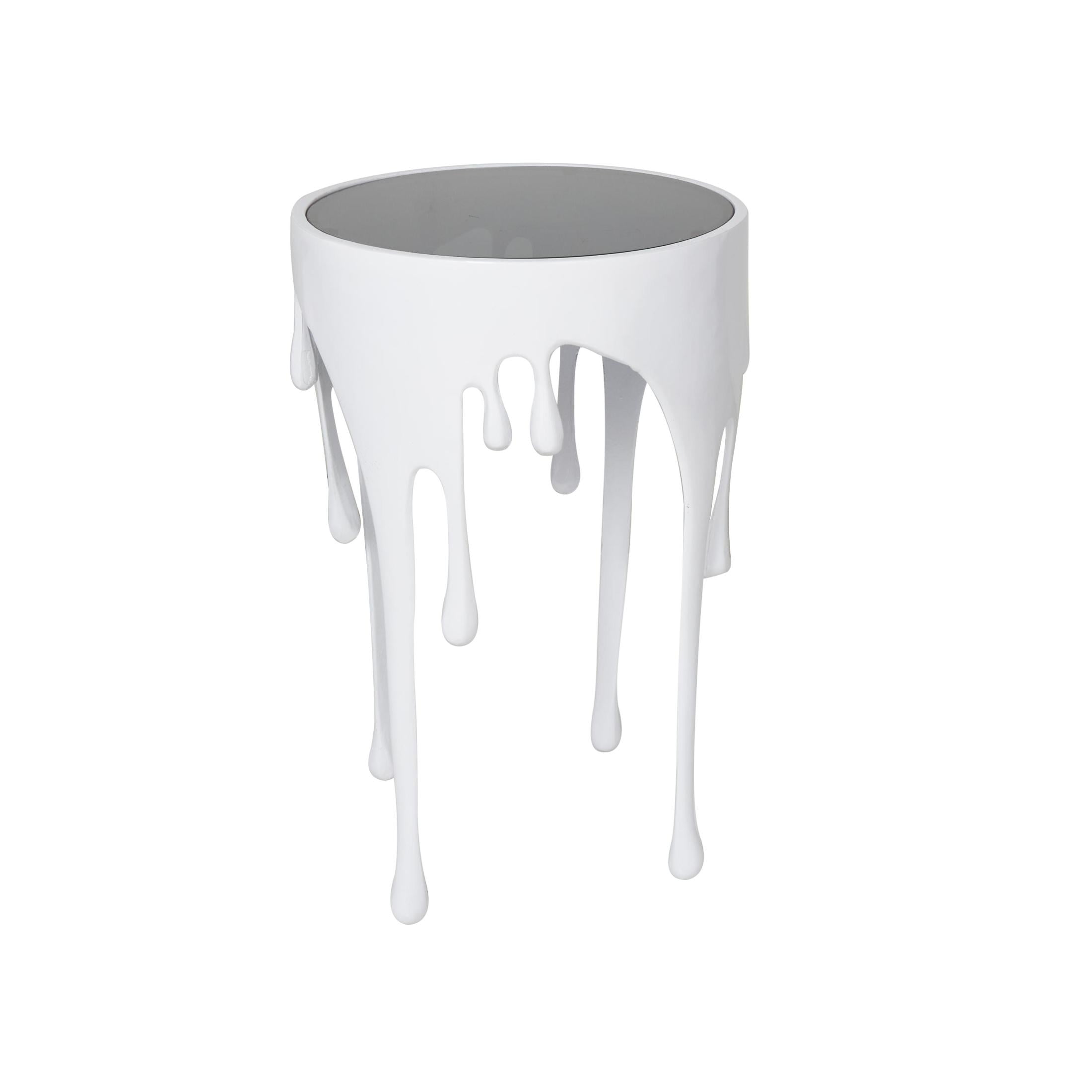 DecMode 16" x 25" White Aluminum Metal Drip Abstract Accent Table with ...