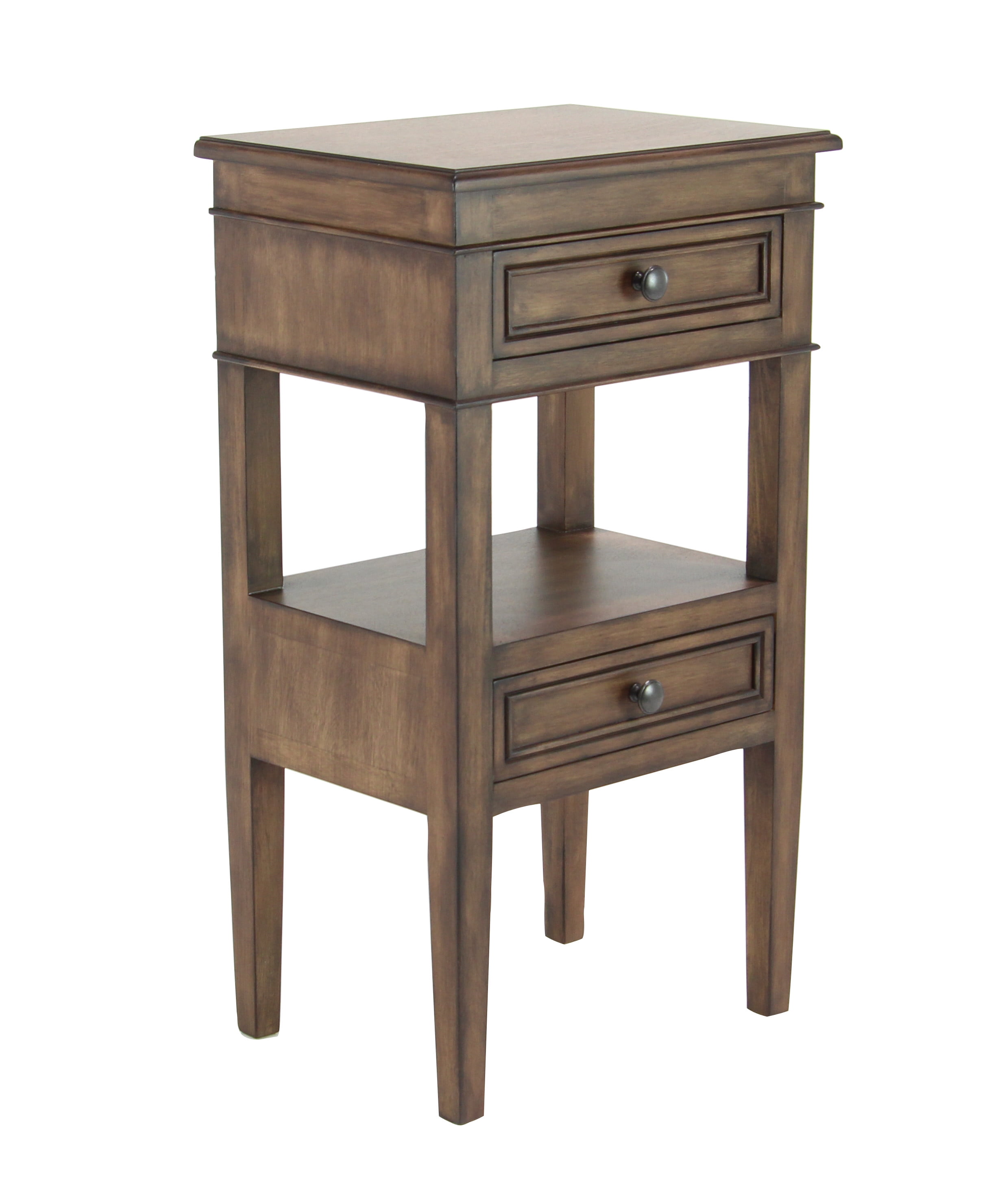 DecMode 16" x 29" Light Brown Wood 2 Drawers and 1 Shelf Accent Table, 1-Piece - Walmart.com