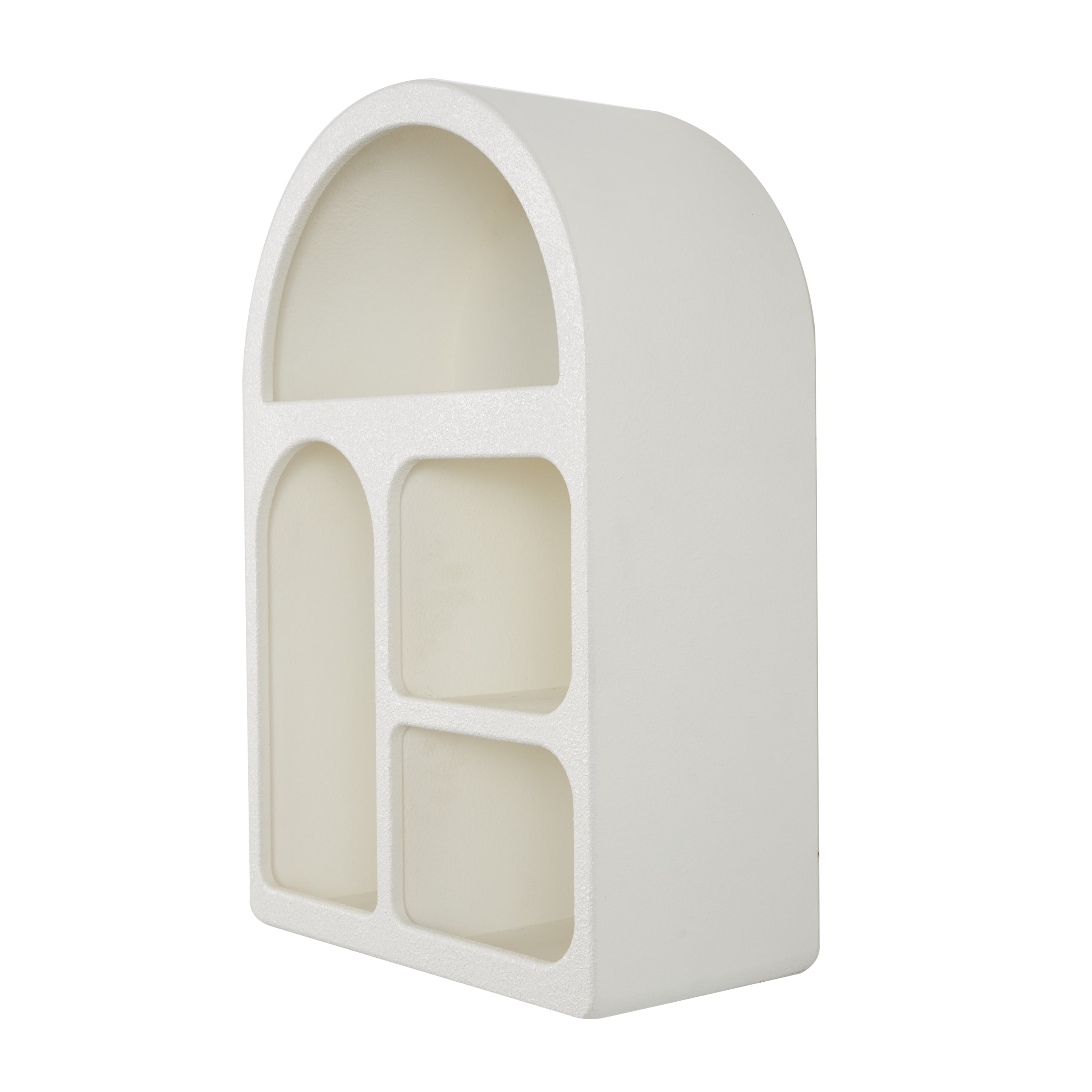 DecMode 16" x 8" Arched 4-Tier Cream Geometric Wall Shelf with Block ...