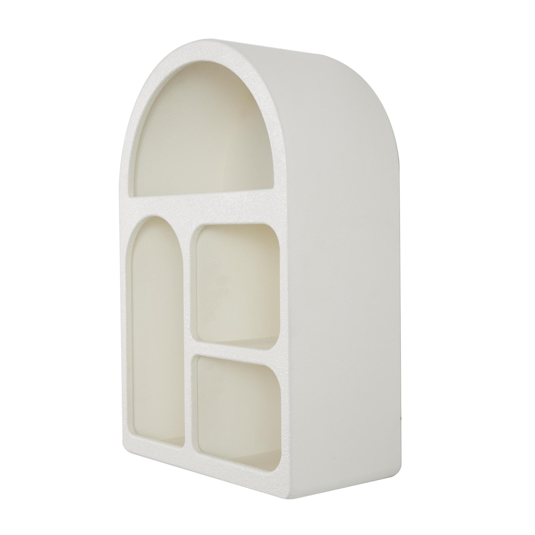 DecMode 16" x 8" Arched 4-Tier Cream Geometric Wall Shelf with Rounded ...