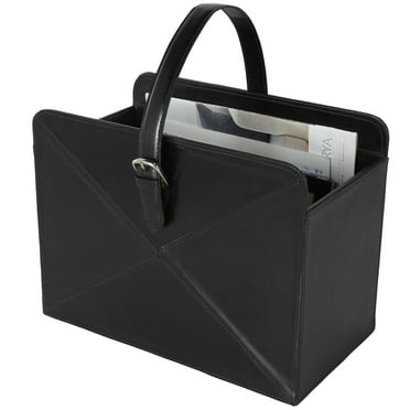 DecMode 15" Brown Leather Handmade Box Style Magazine Holder with ...