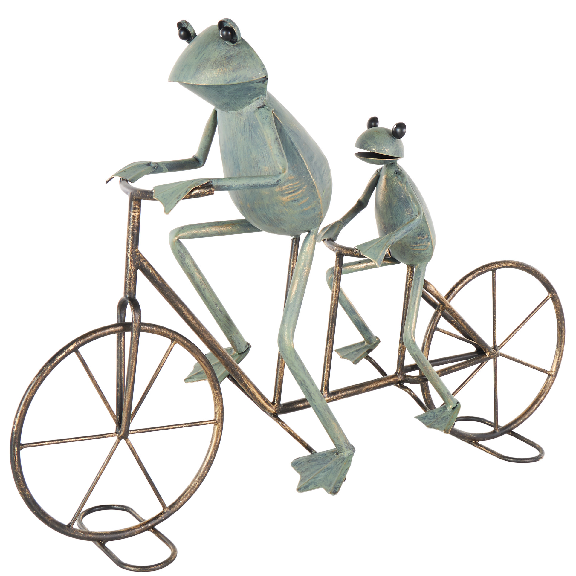 DecMode 17" On Bicycle Frog Garden Sculpture with Gold Accents ...