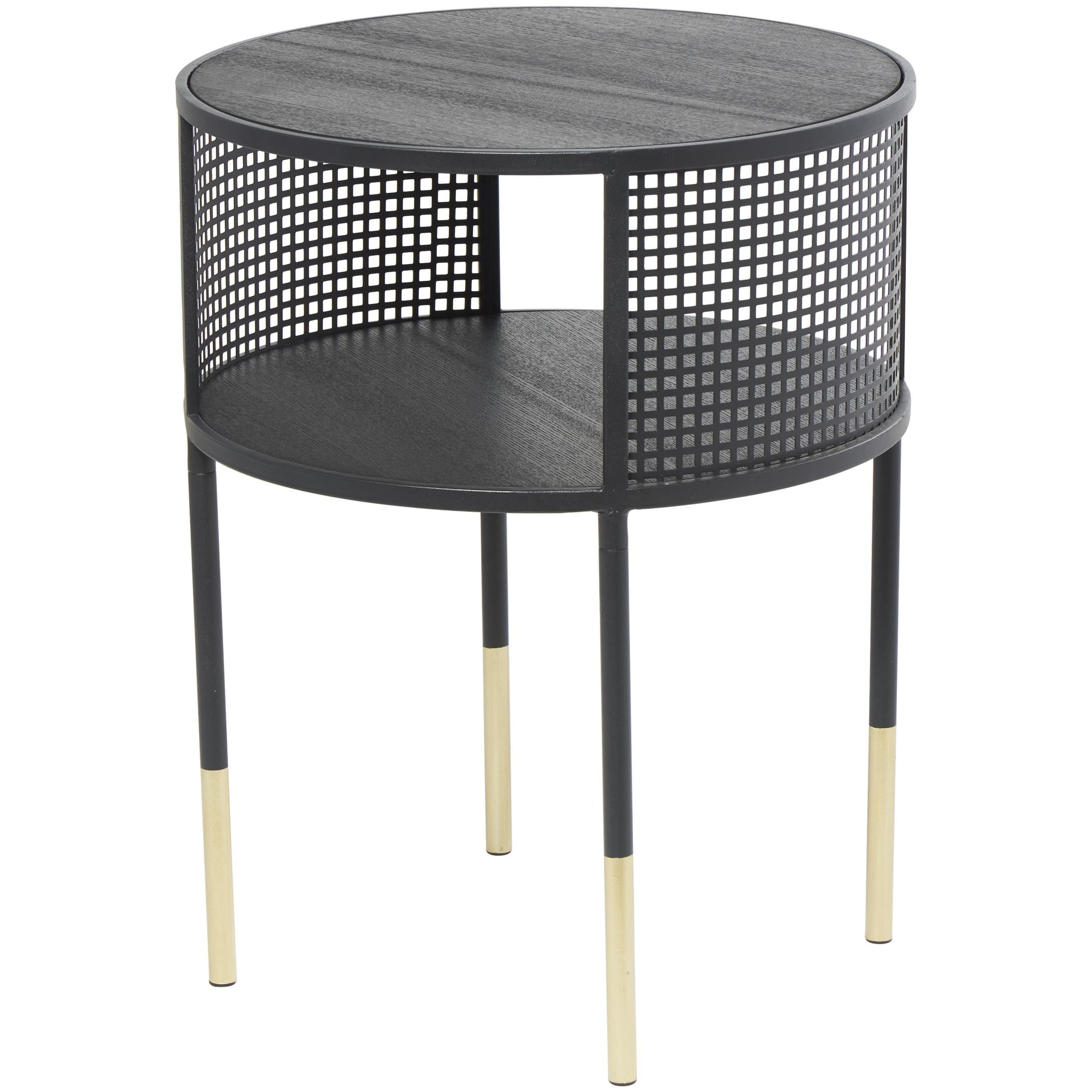 DecMode 17" x 21" Black Metal Open Grid Frame Geometric Accent Table ...