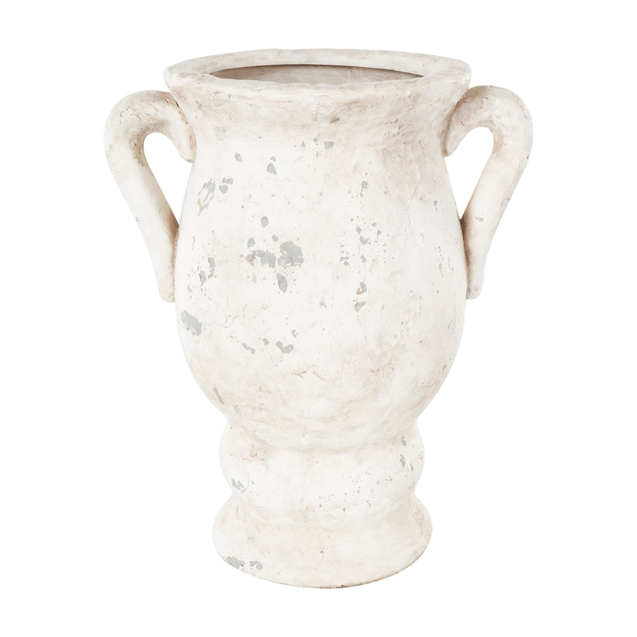 DecMode 18" Antique Style Distressed Cream Ceramic Vase with Handles ...