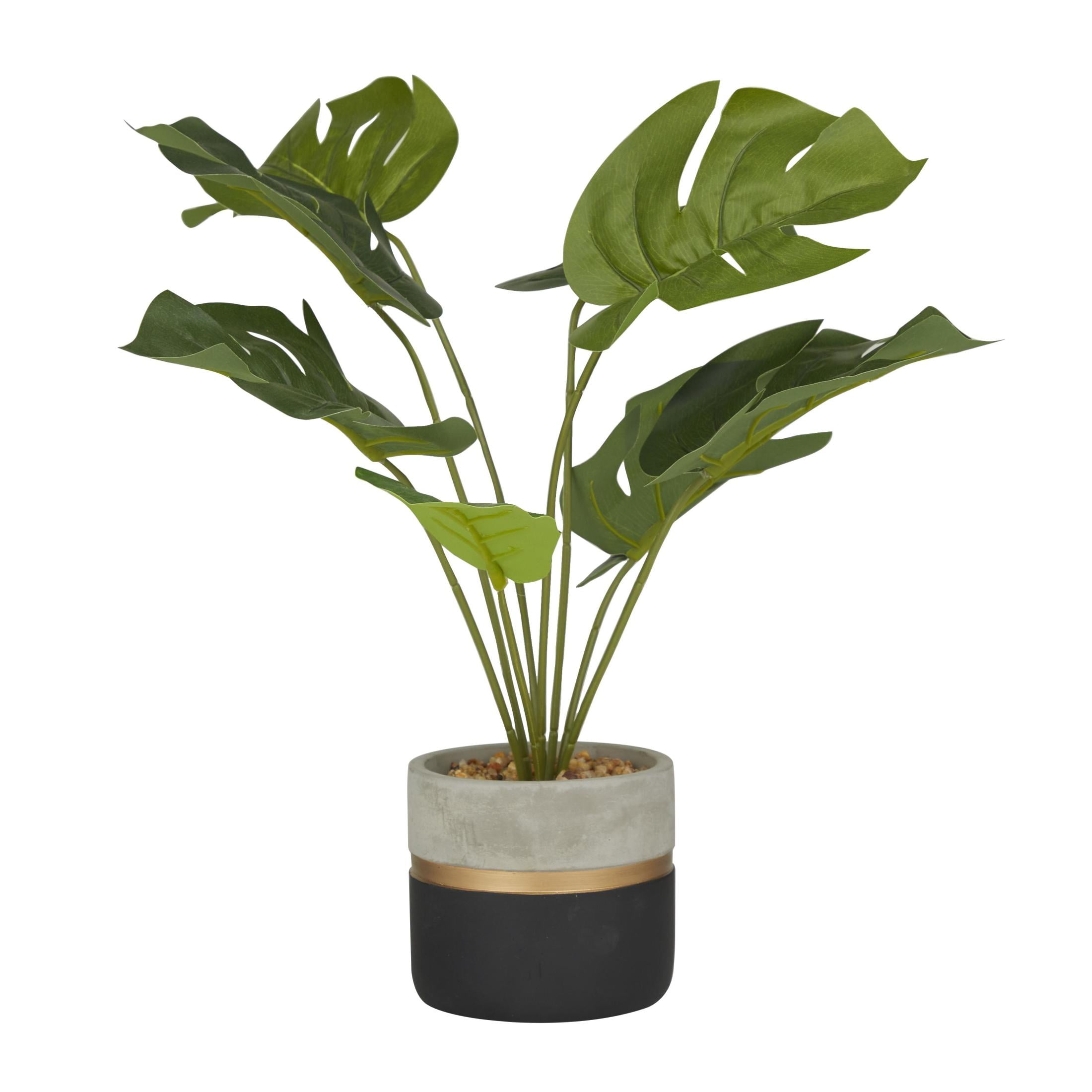 DecMode 18in Artificial Monstera Plant in Color Block Pot Decorative ...