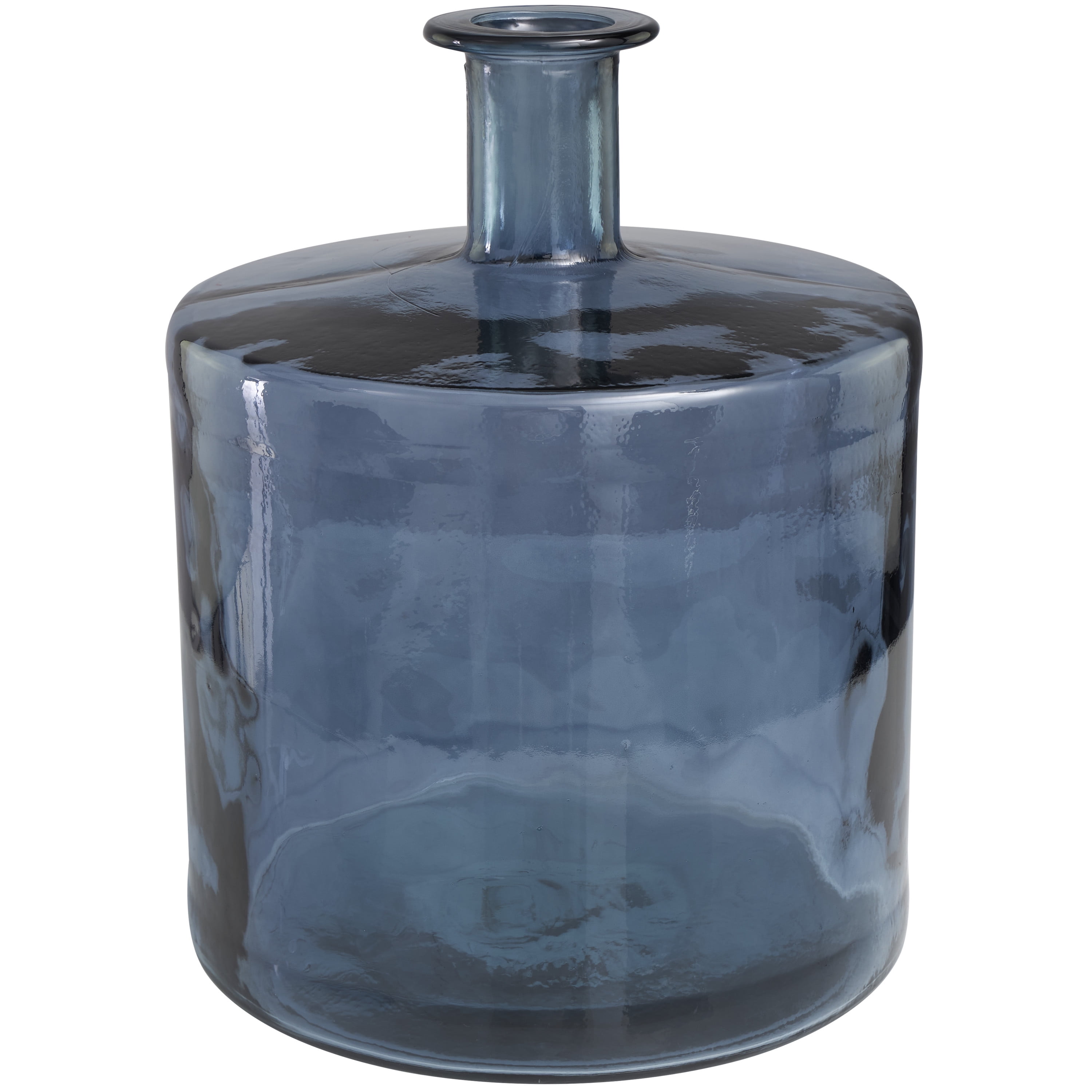 DecMode 18" Spanish Bottleneck Blue Recycled Glass Vase - Walmart.com