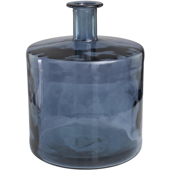 DecMode 18" Handmade Spanish Blue Recycled Glass Vase - Walmart.com