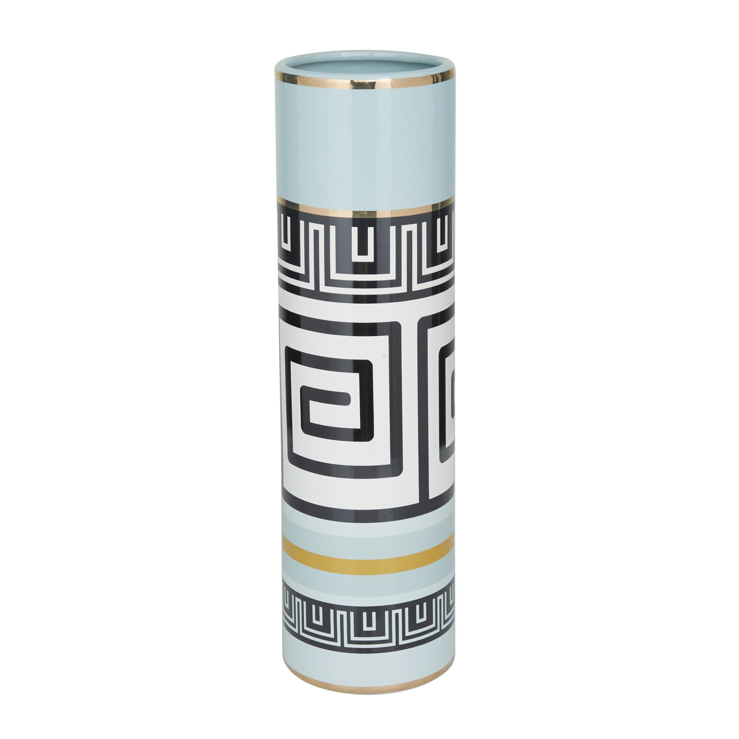 DecMode Teal Ceramic Vase - Greek Knot Pattern - Home Decor - Walmart.com