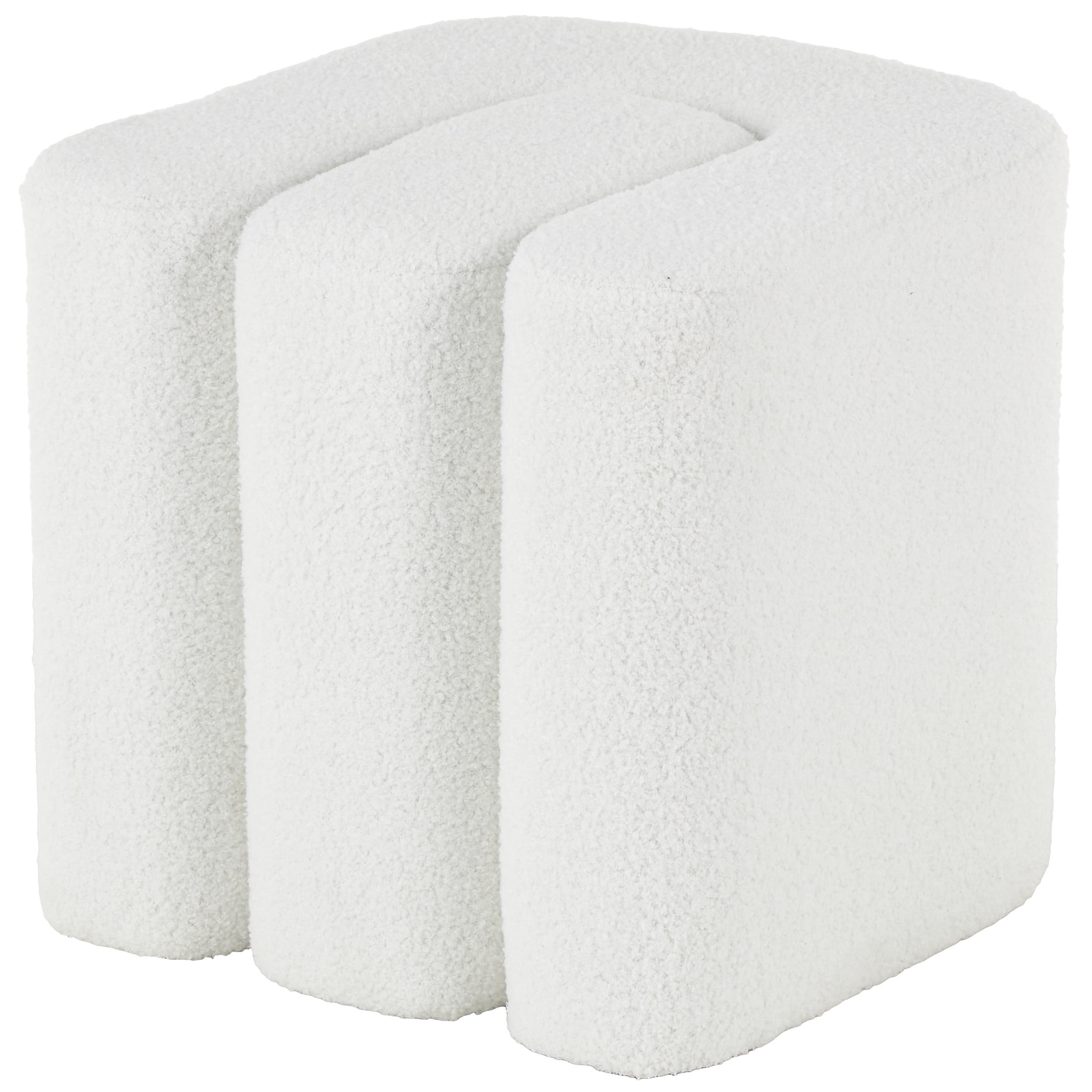 DecMode 18" x 18" White Polyester W-Shaped Ottoman with Connected ...