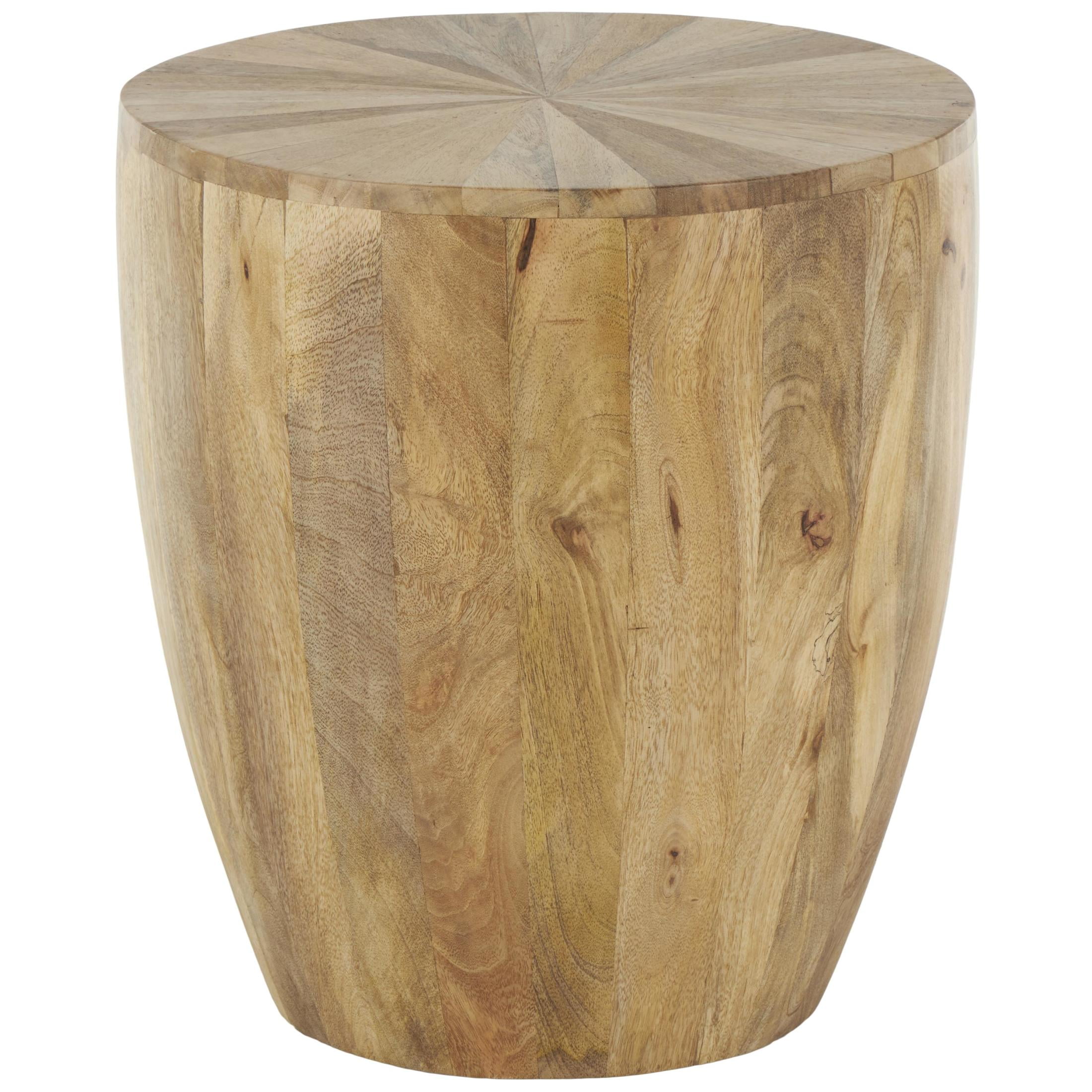 DecMode 18" x 20" Brown Mango Wood Handmade Drum Accent Table, 1-Piece ...