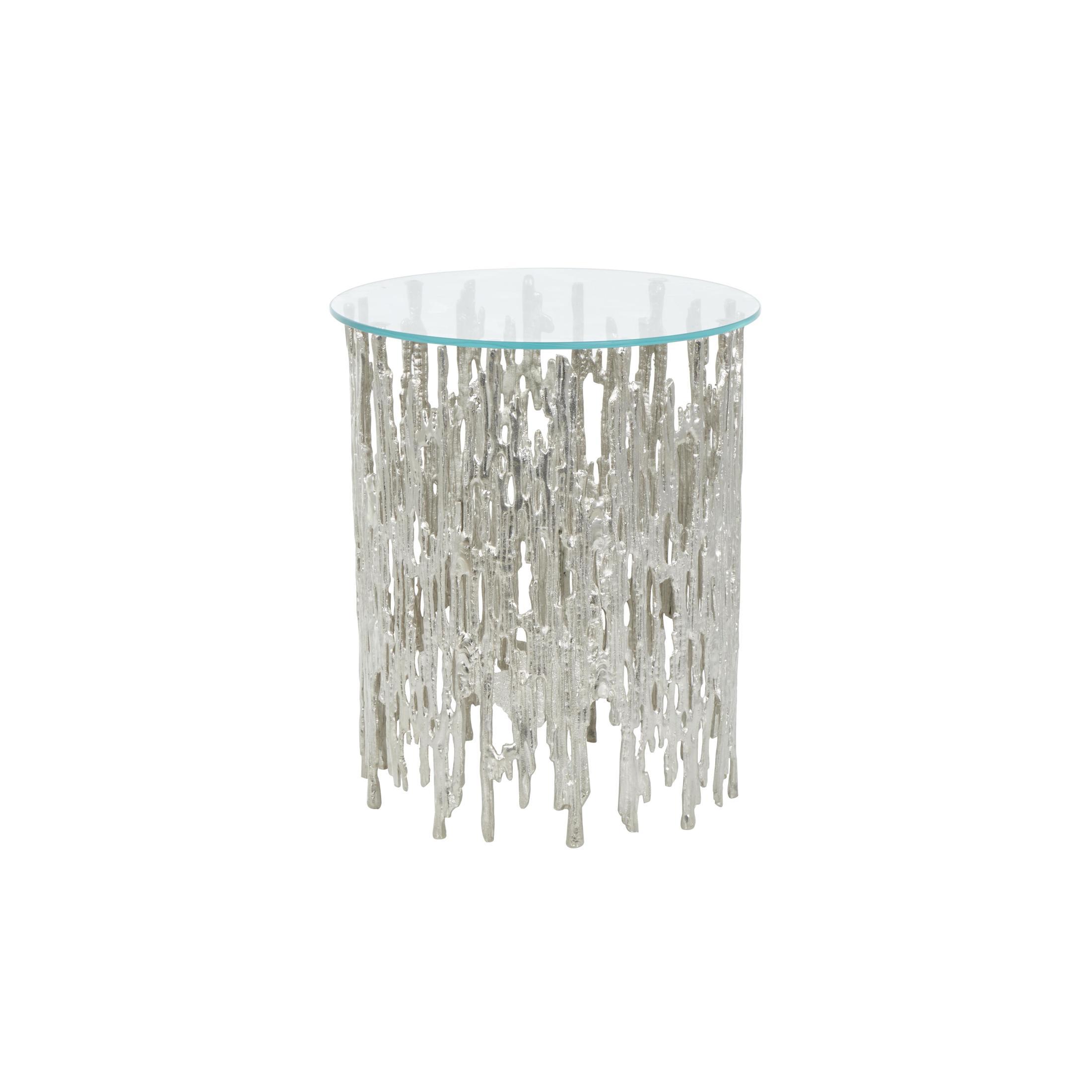 Free Shipping! DecMode 18x21 Silver Aluminum Abstract Accent Table with ...