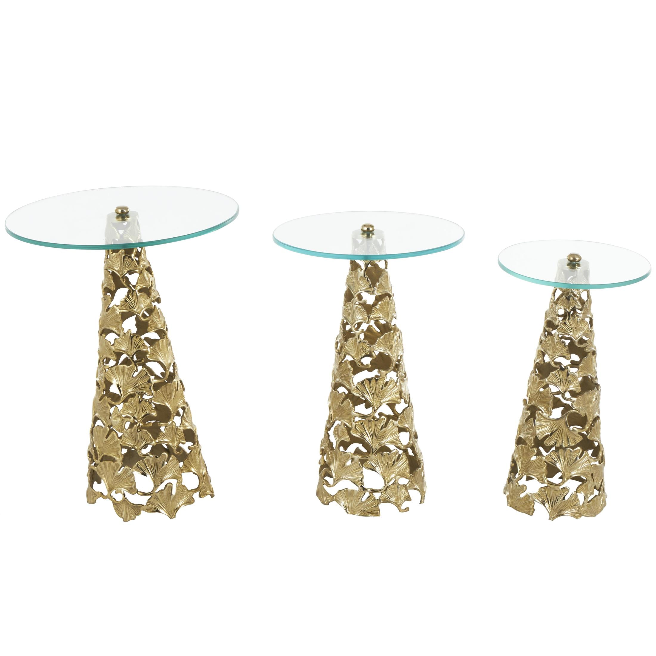 DecMode 18" x 25" Gold Aluminum Metal Cutout Cone Shaped Floral Accent ...