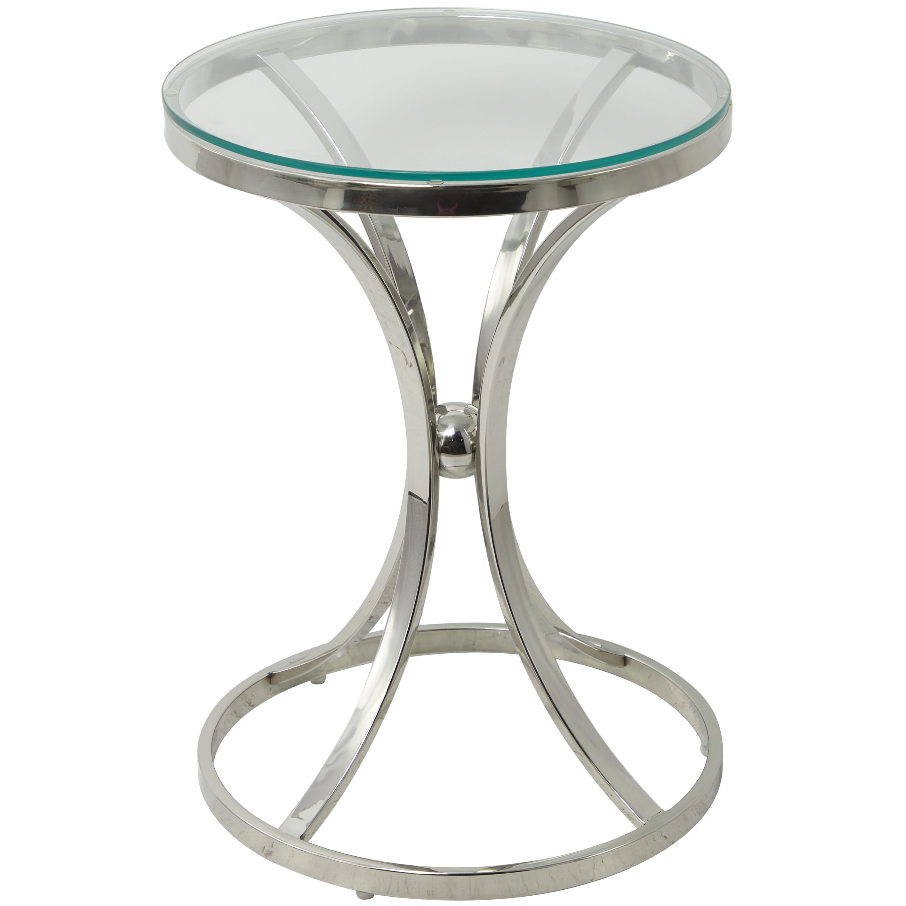 DecMode 18" x 25" Silver Stainless Steel Hourglass Shaped Stand Accent ...