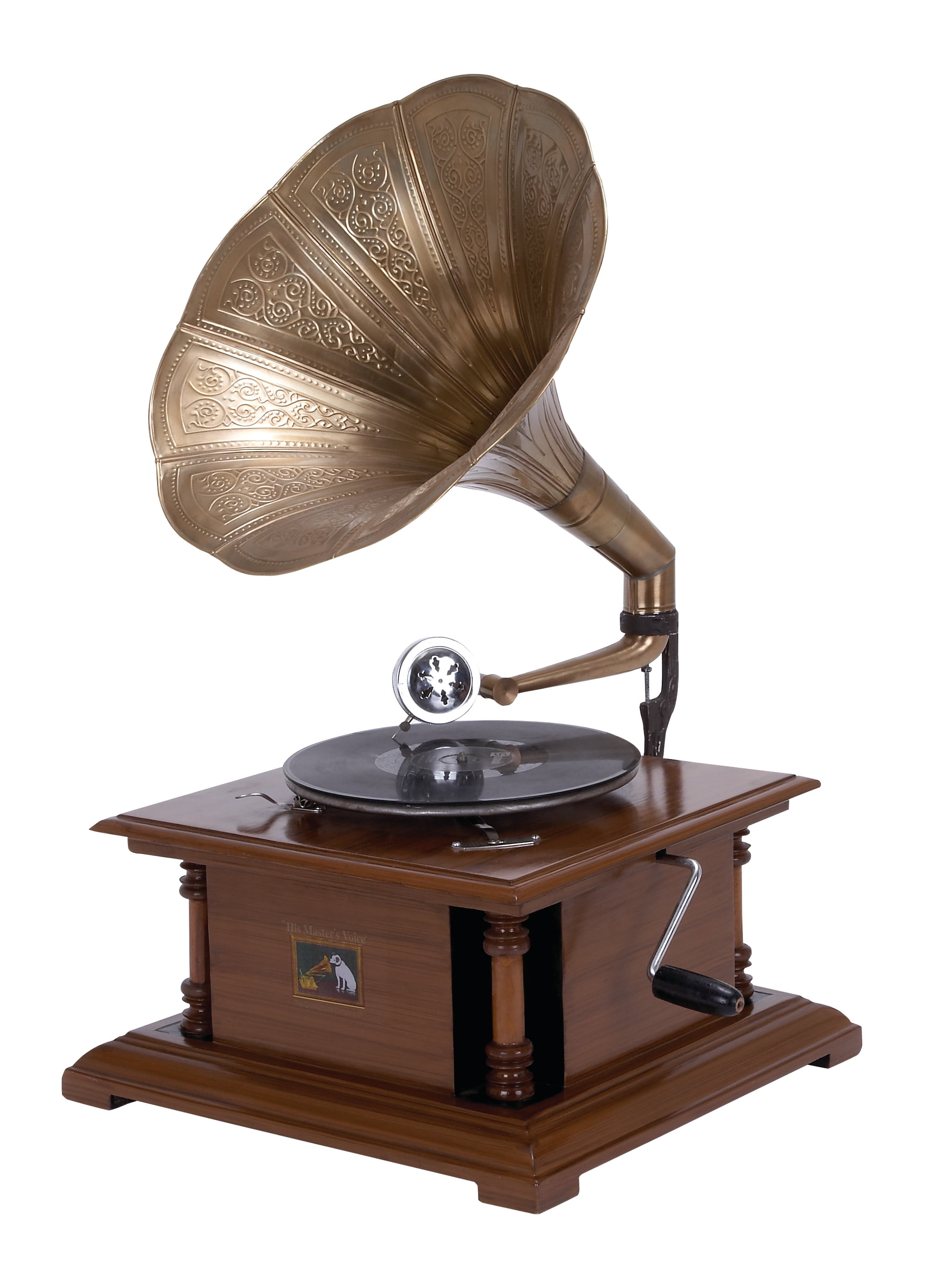 DecMode 18" x 28" Copper Wood Functional Gramophone with Record, 1 ...