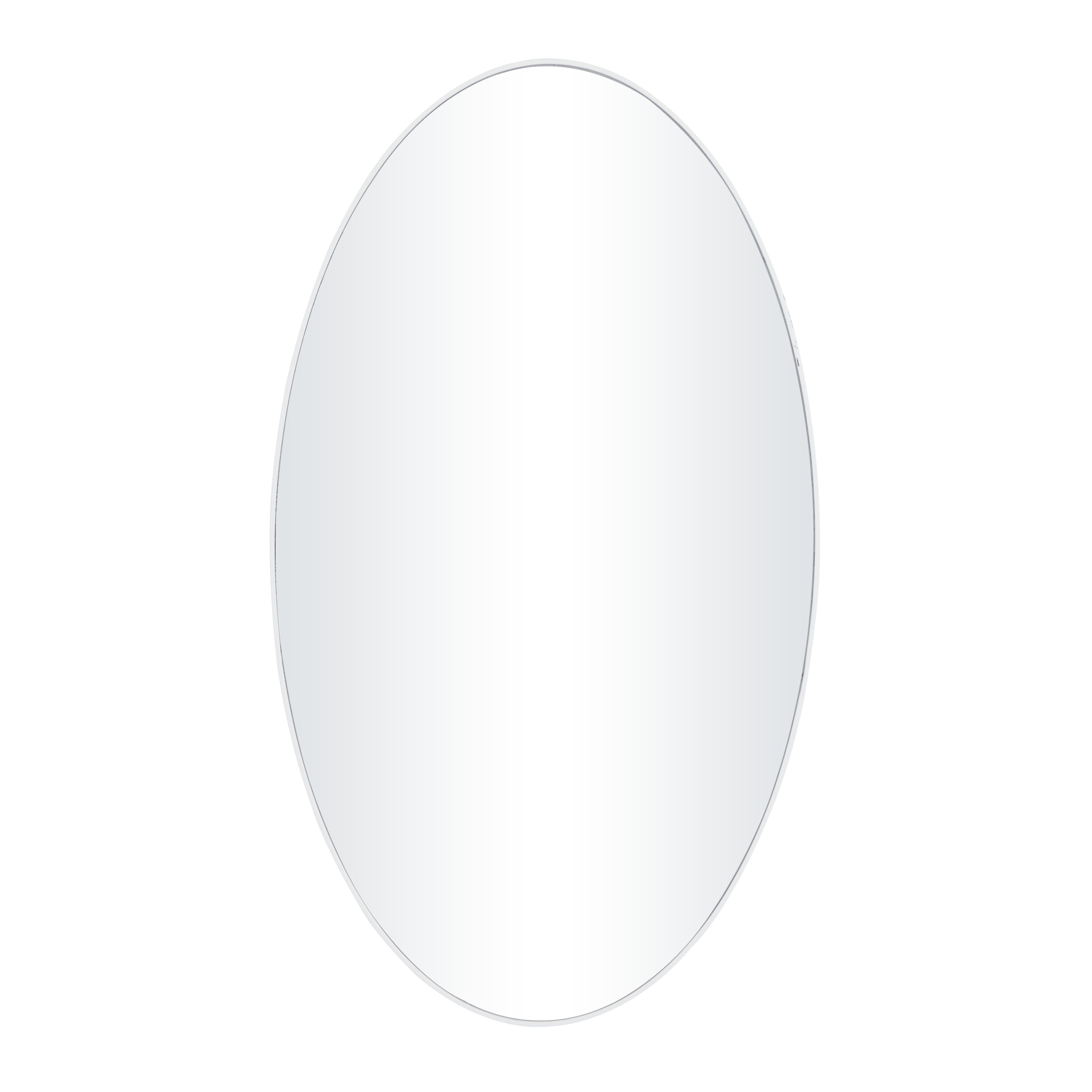 DecMode 18" x 32" White Oval Wall Mirror with Thin Minimalistic Frame ...