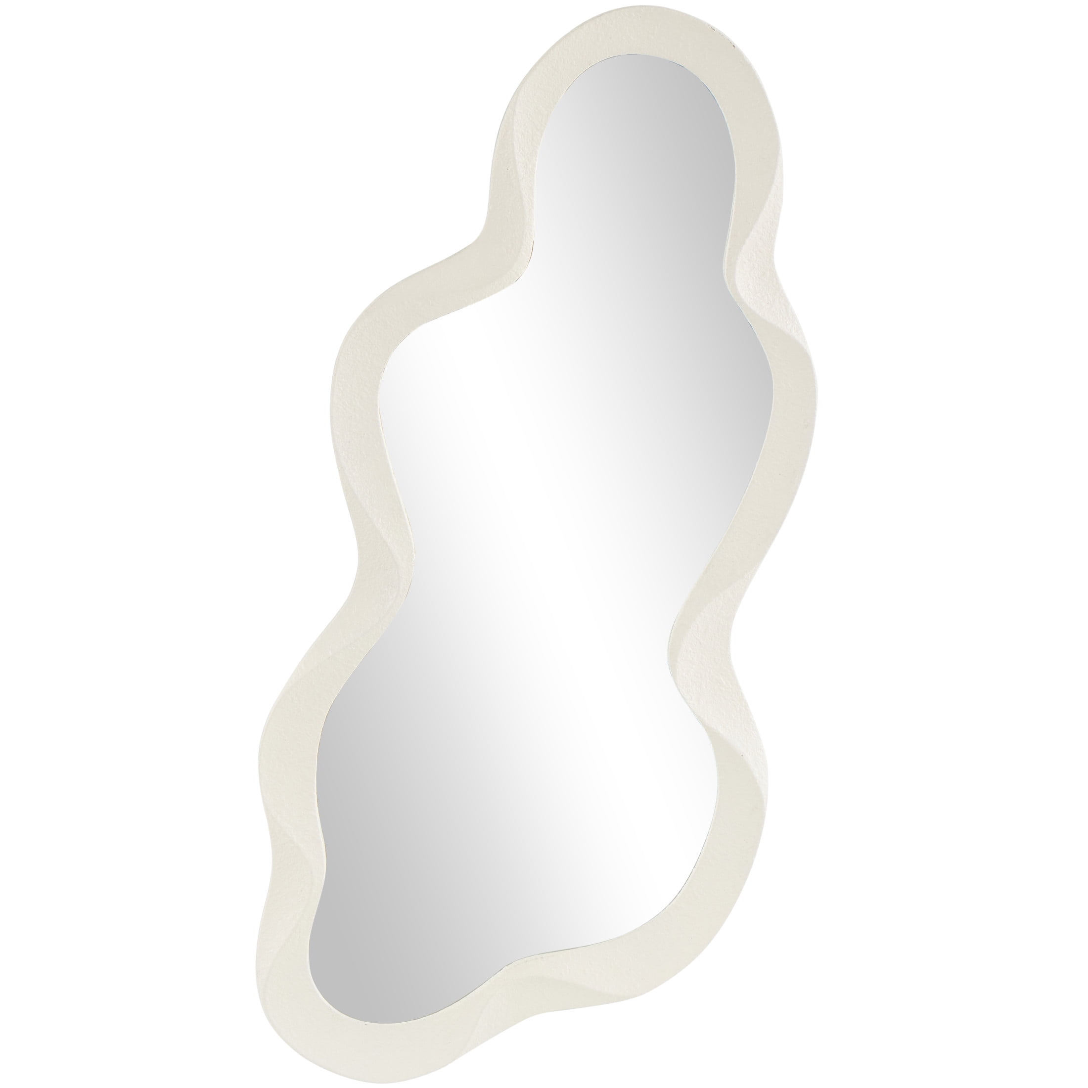 Free Shipping! DecMode 18 x 39 White Wooden Wavy Wall Mirror with ...