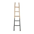 DecMode 18" x 73" Brown Wood Handmade Two-Toned Slanted Ladder with ...