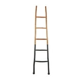 DecMode 18" x 73" Brown Wood Handmade Two-Toned Slanted Ladder with ...