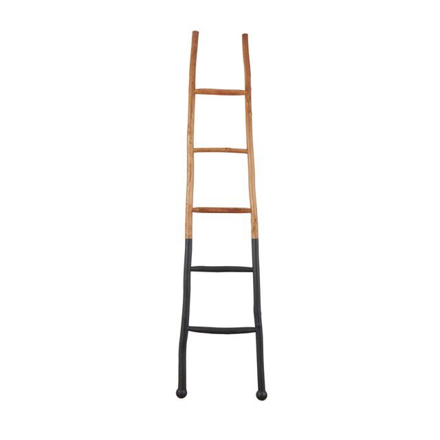 DecMode 18" x 73" Brown Wood Handmade Two-Toned Slanted Ladder with ...