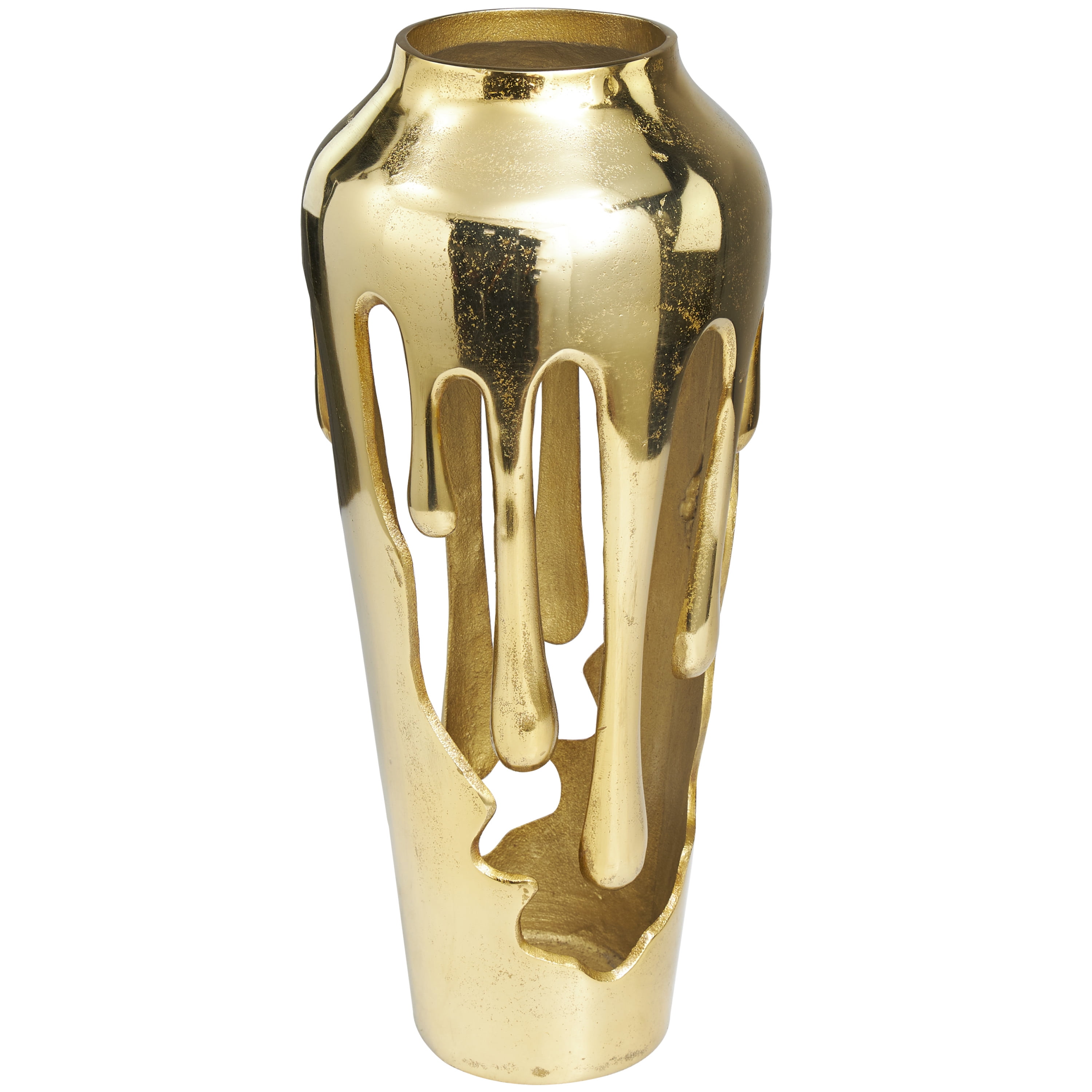 DecMode 19" Drip Gold Aluminum Vase with Melting Designed Body ...
