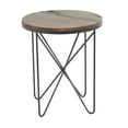 DecMode 19" x 22" Gray Metal Accent Table with Brown Wood Top, 1-Piece ...