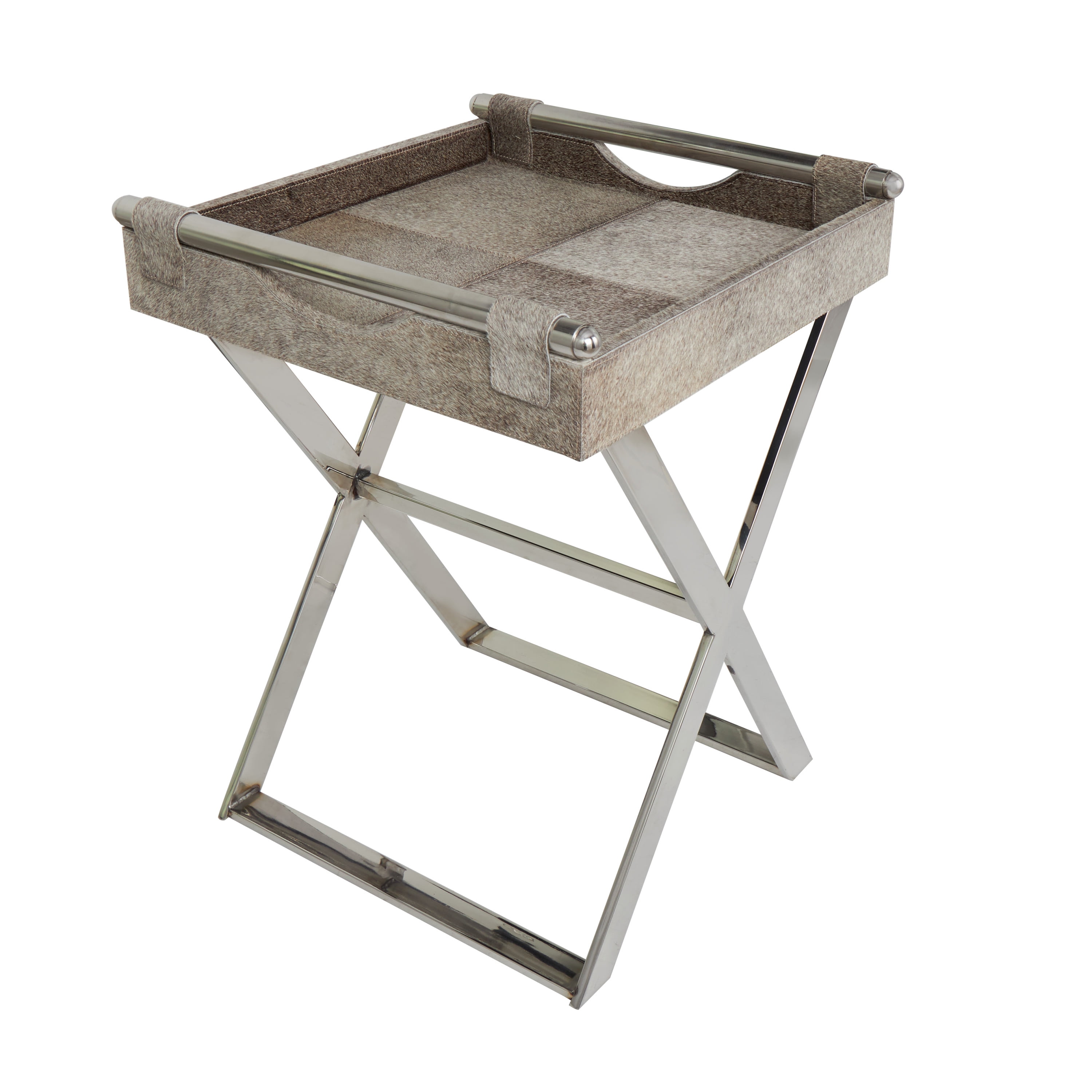 DecMode Gray Leather Tray Table - Contemporary Style - Walmart.com