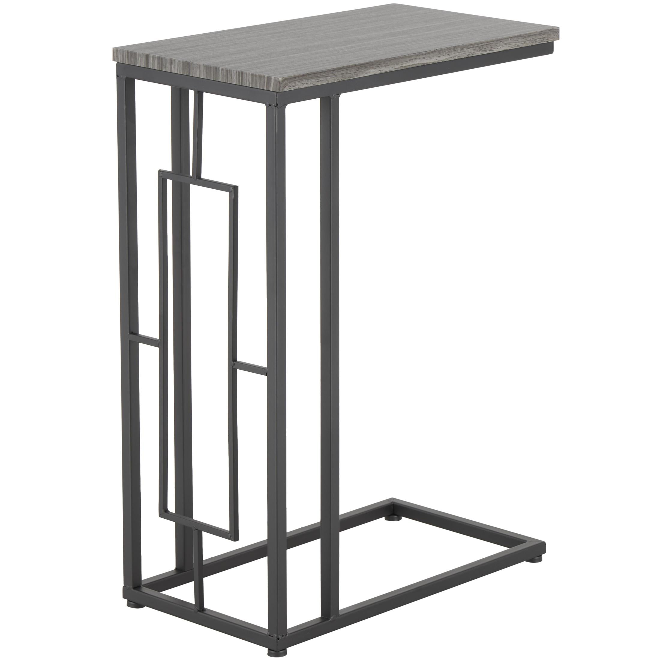 DecMode 19" x 26" Gray Metal C-Shaped Accent Table with Black Metal ...