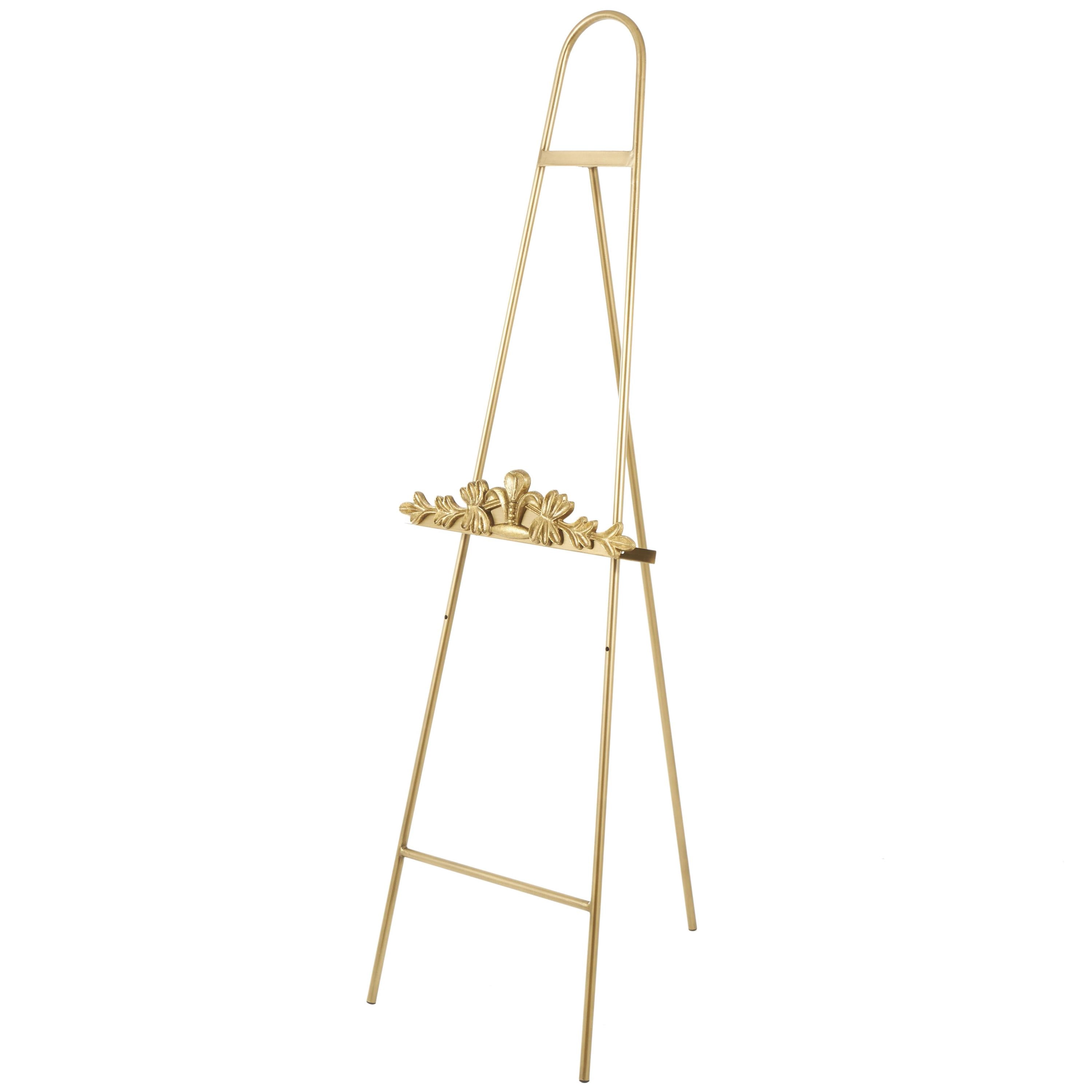 DecMode 19" x 63" Gold Metal Arched Foldable 2 Tier Easel with Vine ...
