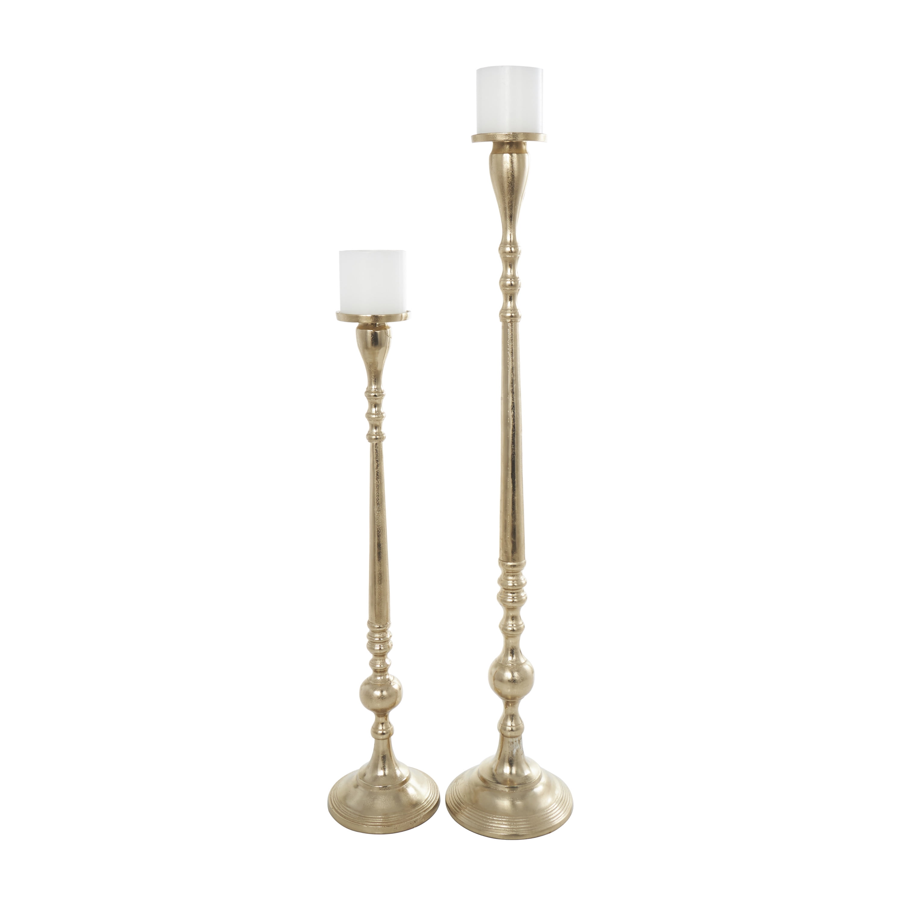 DecMode 2 Candle Gold Aluminum Tall Candle Holder, Set of 2 - Walmart.com
