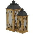 DecMode 2 Holder Brown Wood Lighthouse Style Decorative Candle Lantern, Set of 2 - Walmart.com