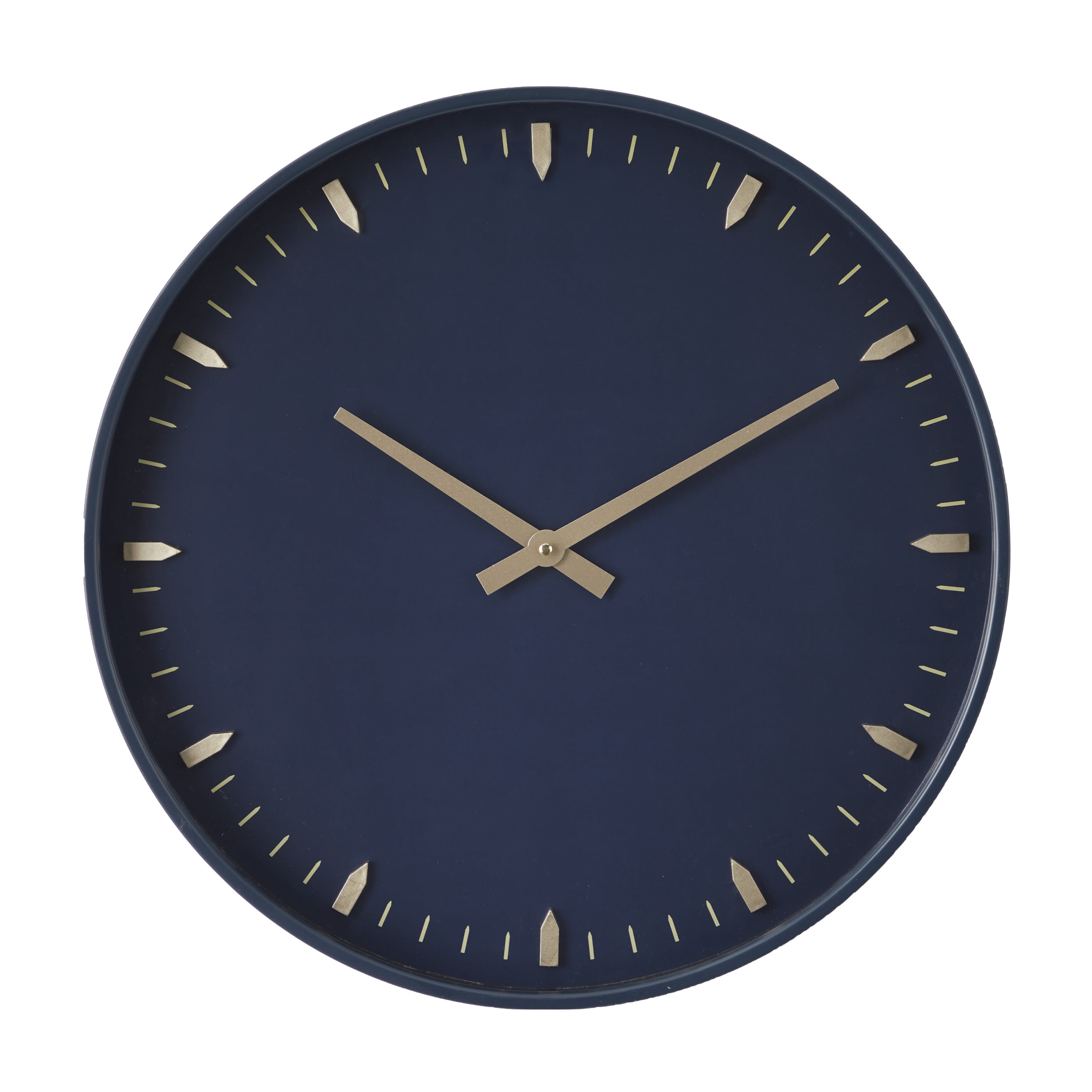 DecMode 20" Dark Blue Glass Wall Clock with Gold Accents - Walmart.com