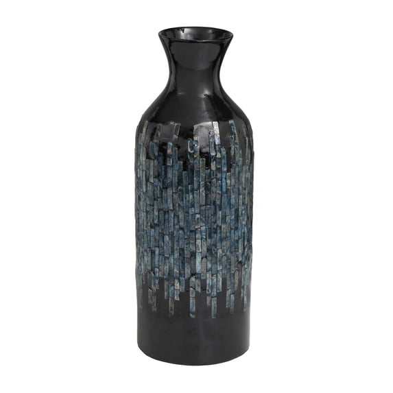 DecMode 20" Handmade Mosaic Shell Inlay Teal Mother of Pearl Shell Vase ...