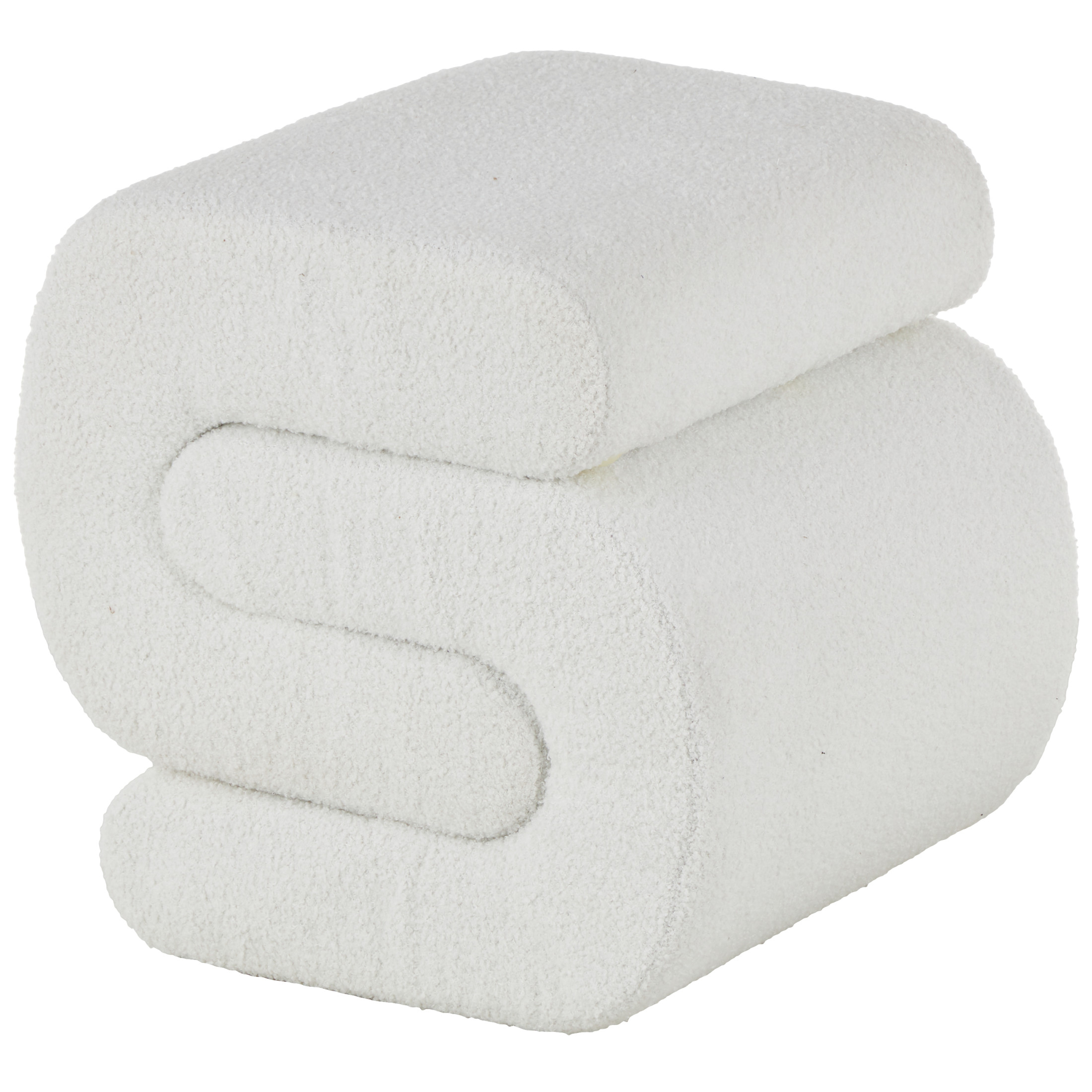 DecMode 20" x 19" White Polyester S- Shaped Ottoman with Connected ...