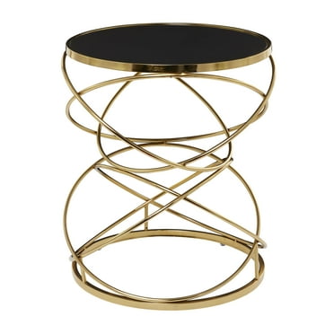 DecMode 16" x 24" Black Aluminum Cone Geometric Accent Table with ...