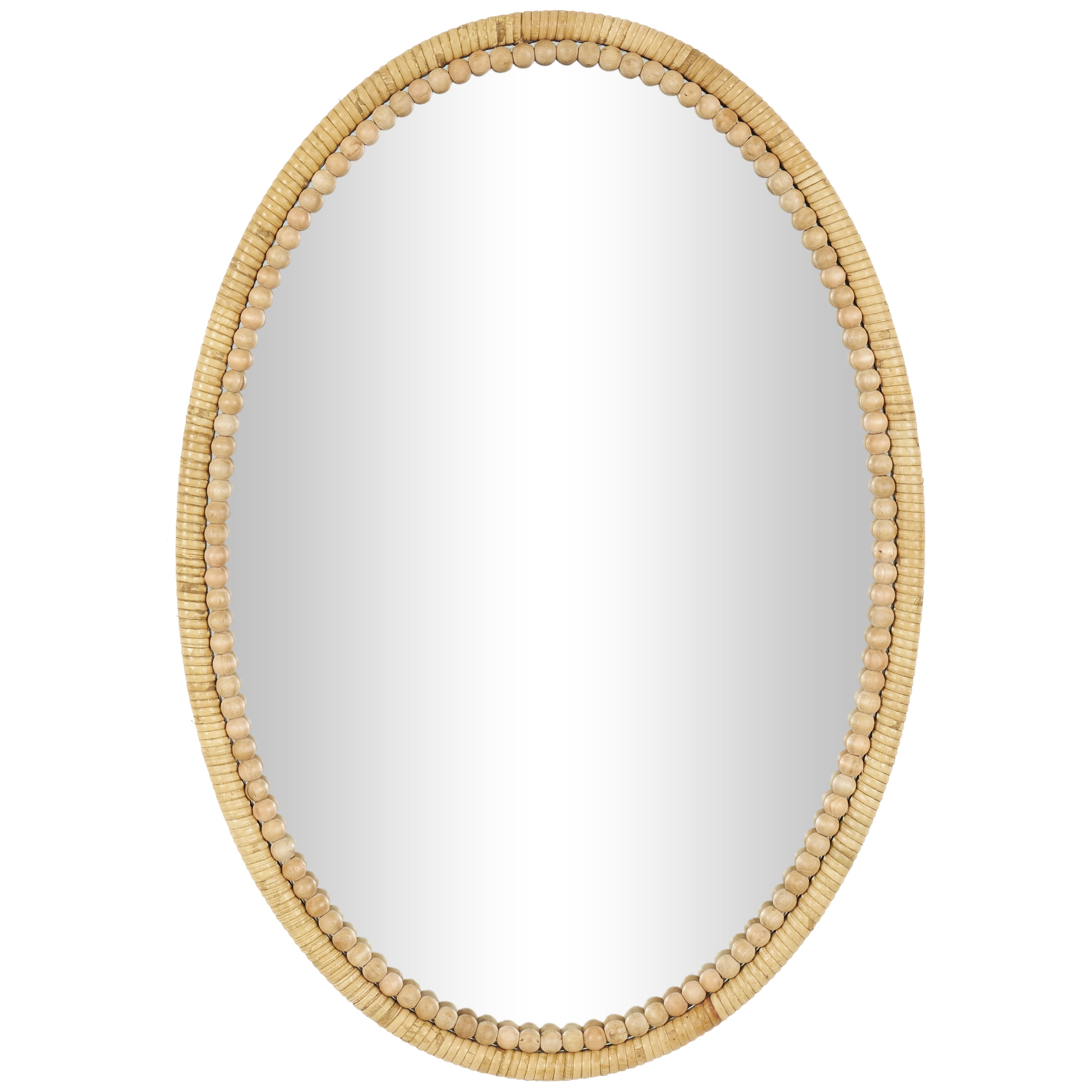 DecMode 20x28 Brown Oval Entryway Wall Mirror with Beaded Frame ...