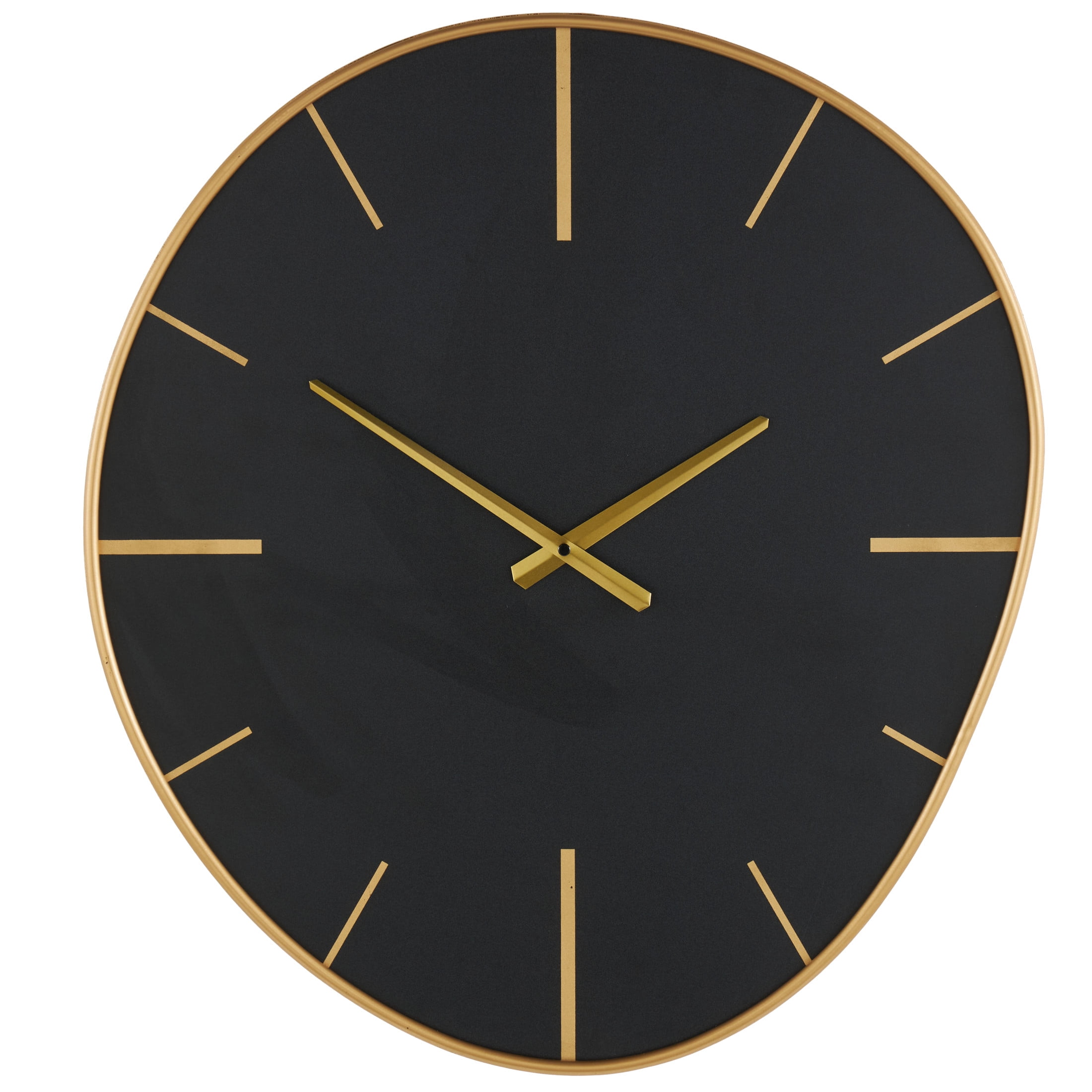DecMode 21" Black Wooden Wavy Wall Clock with Gold Hands and Markers ...