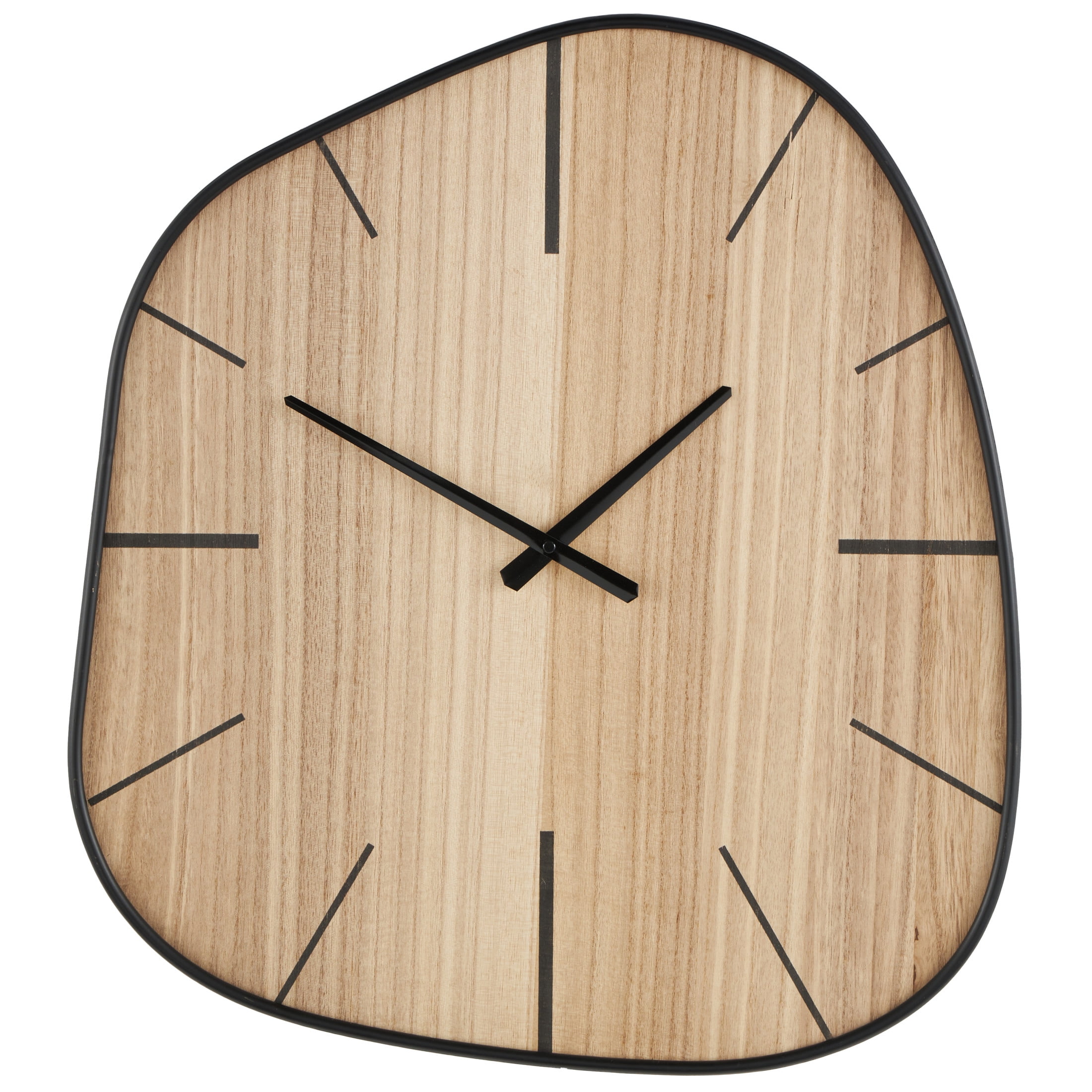 DecMode 21" Brown Wooden Wavy Wall Clock with Black Hands and Markers ...