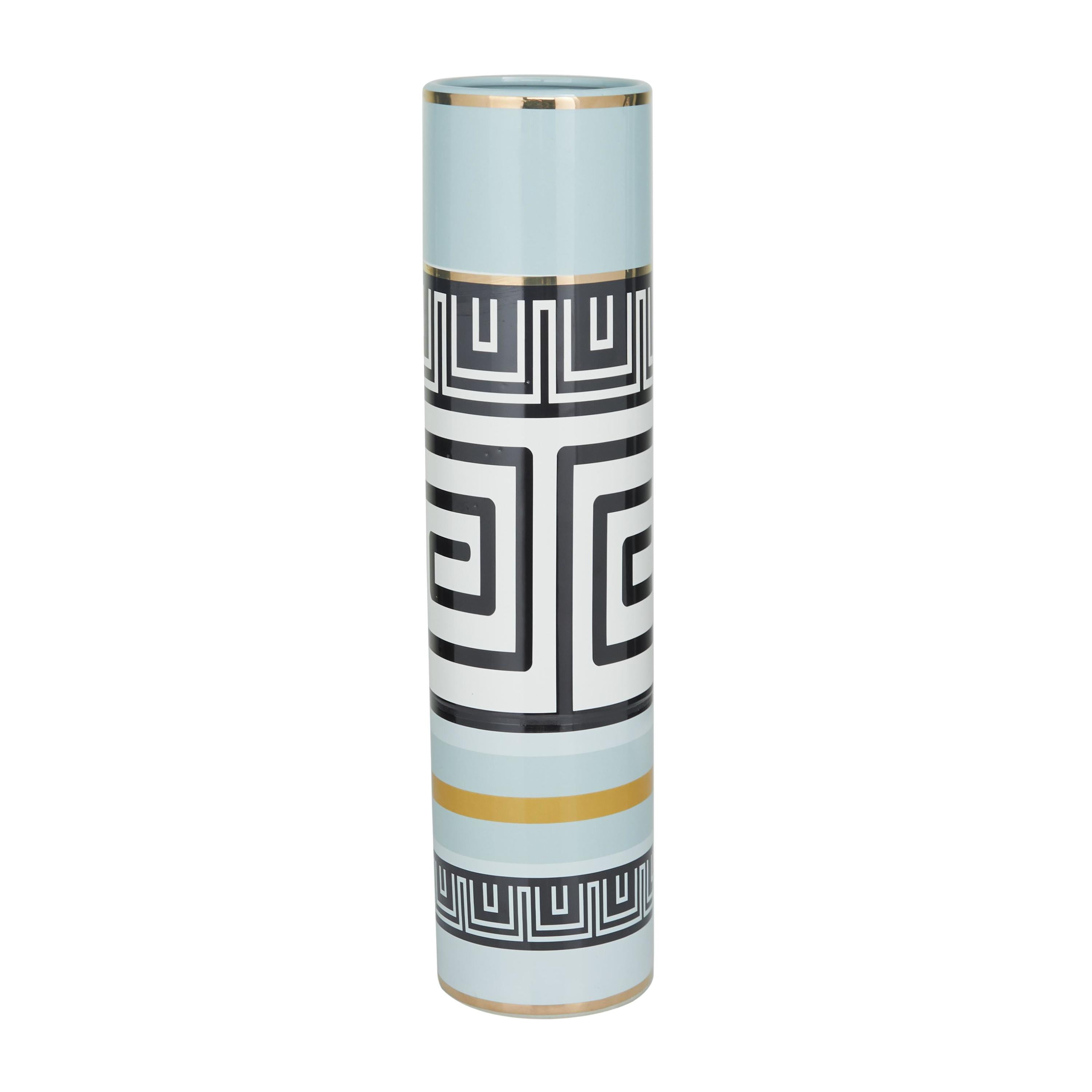 DecMode 21 Inch Teal Ceramic Vase with Greek Knot Pattern Modern ...