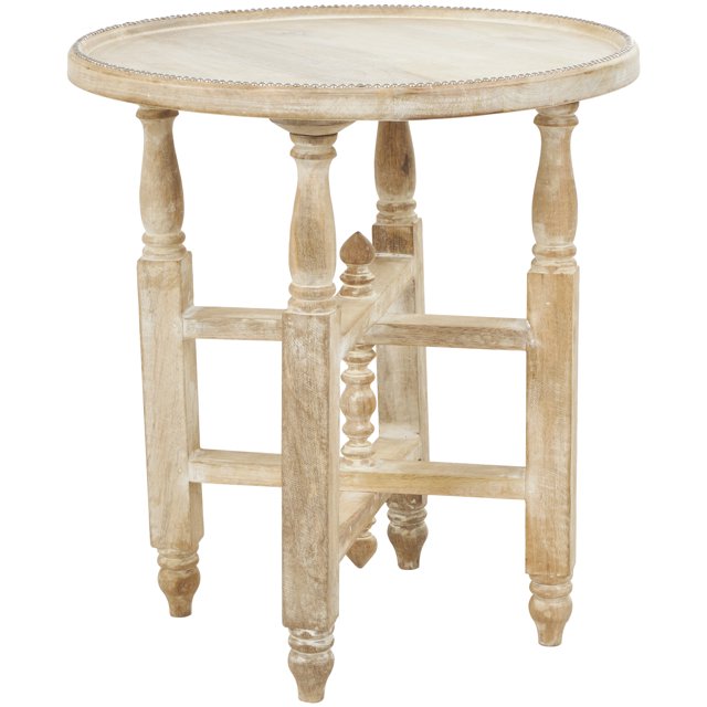 DecMode Cream Mango Wood Accent Table - Style - Walmart.com