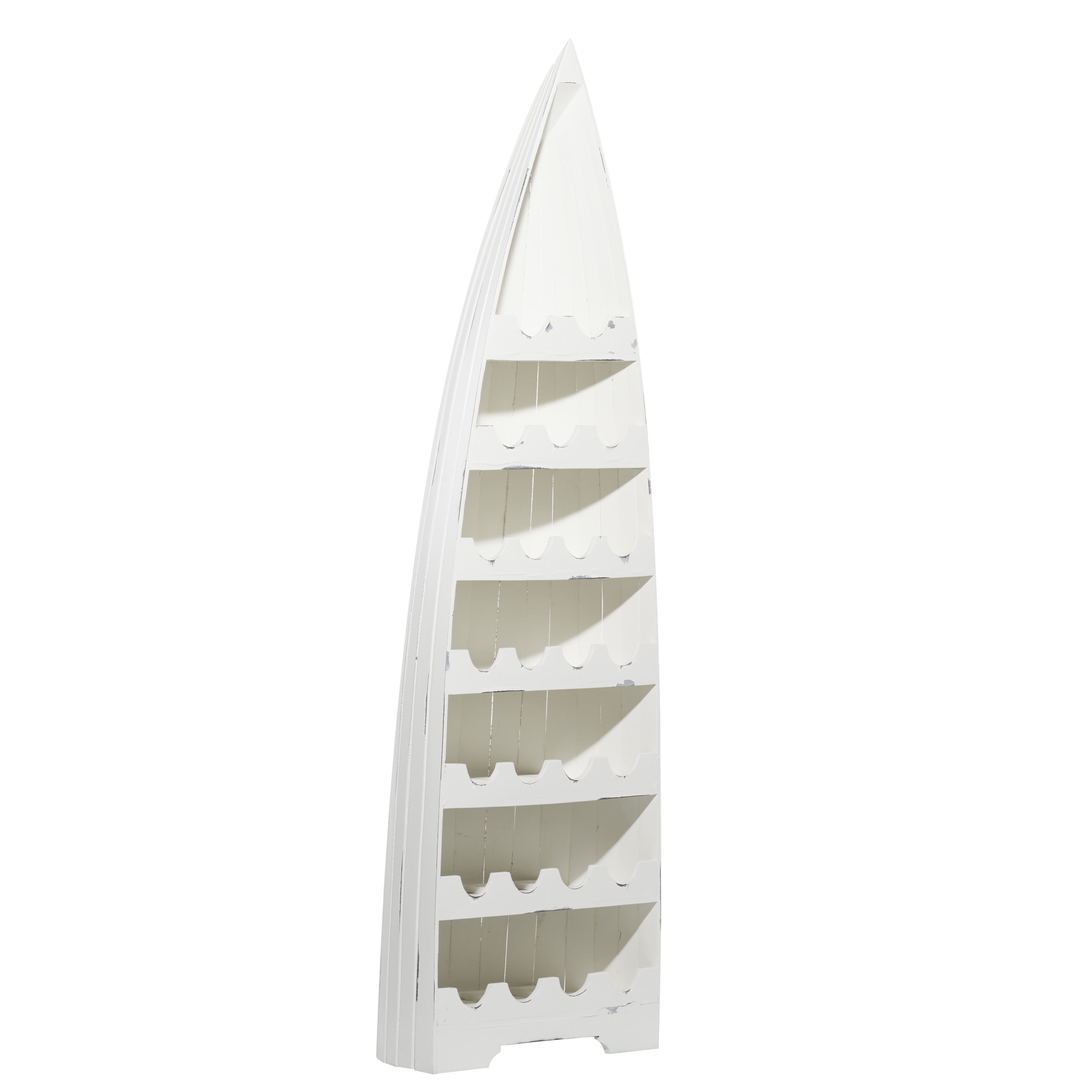 Free Shipping! DecMode 21" x 76" White Wood Boat Wine Rack - 25 Bottles ...