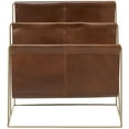 DecMode 22" Brown Leather 3 Slot Magazine Holder with Metal Stand ...