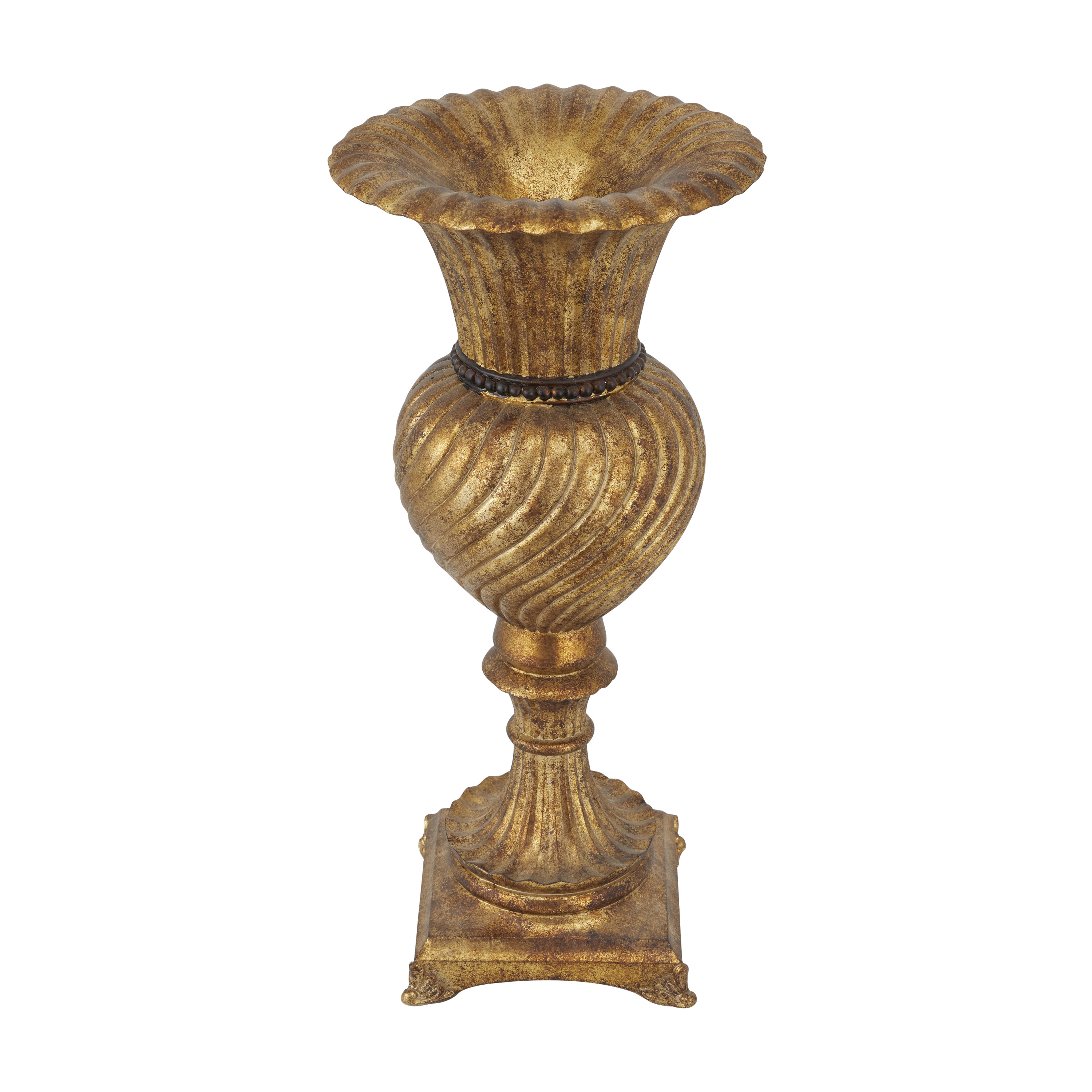 DecMode 22" Carved Gold Polystone Vase - Walmart.com