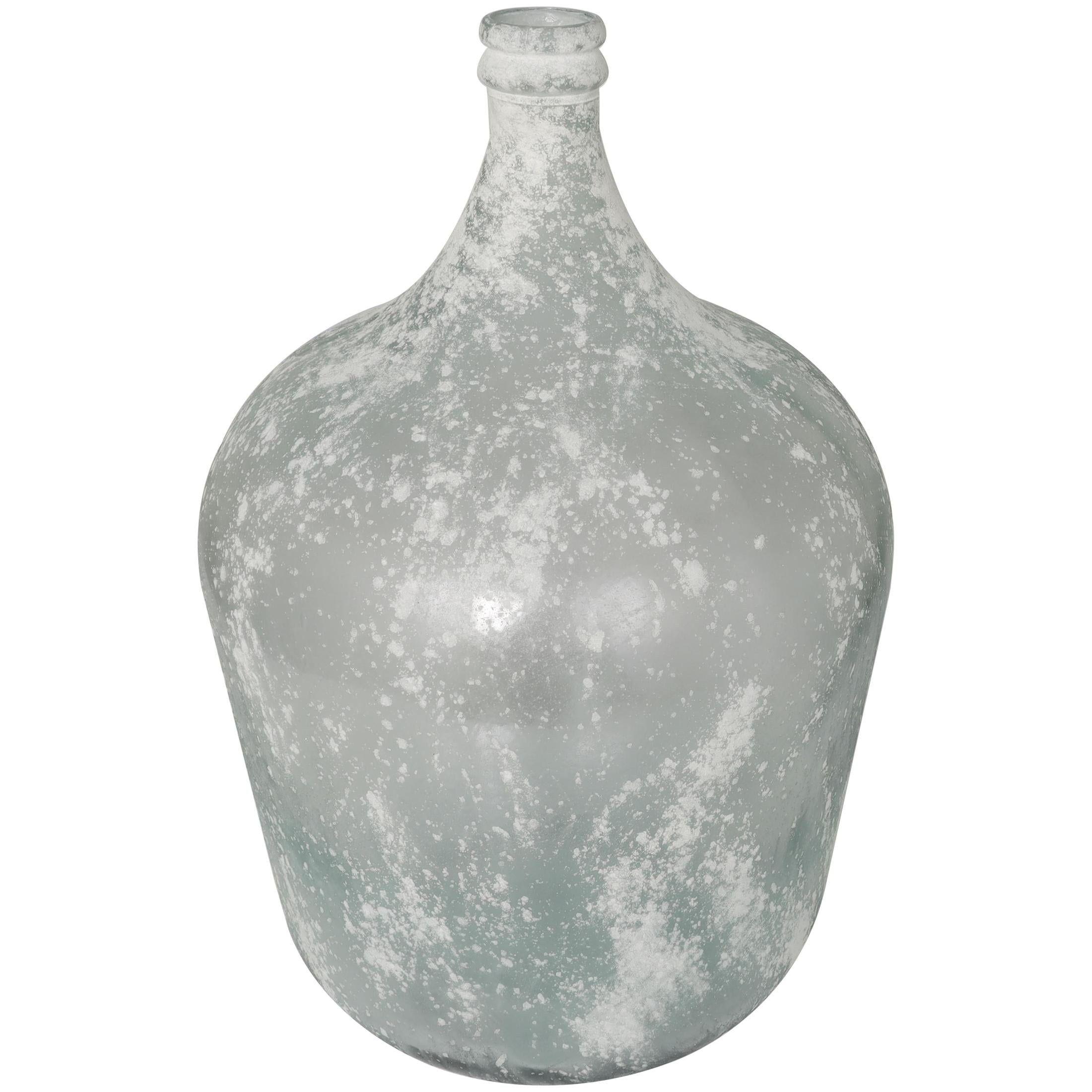DecMode 22" Handmade Frosted Spanish Bottle Light Blue Recycled Glass ...