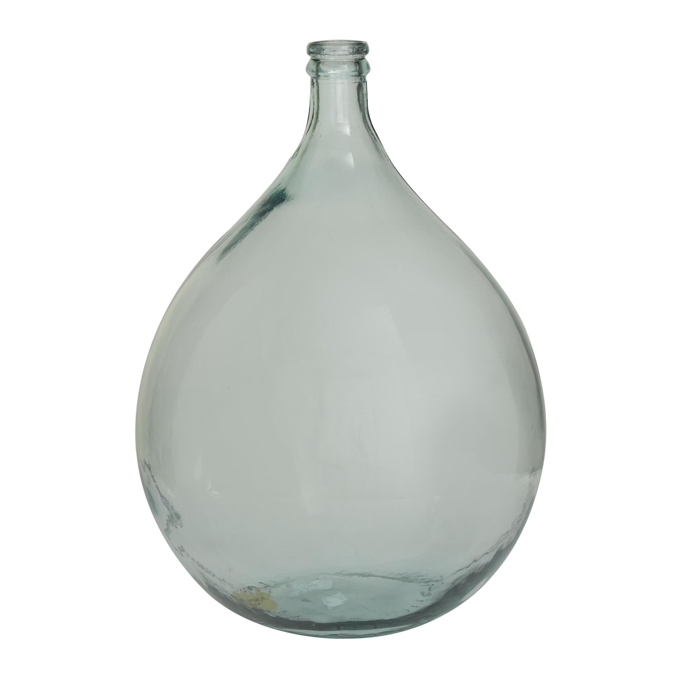 DecMode 22" Handmade Spanish Bottle Neck Light Blue Recycled Glass Vase ...