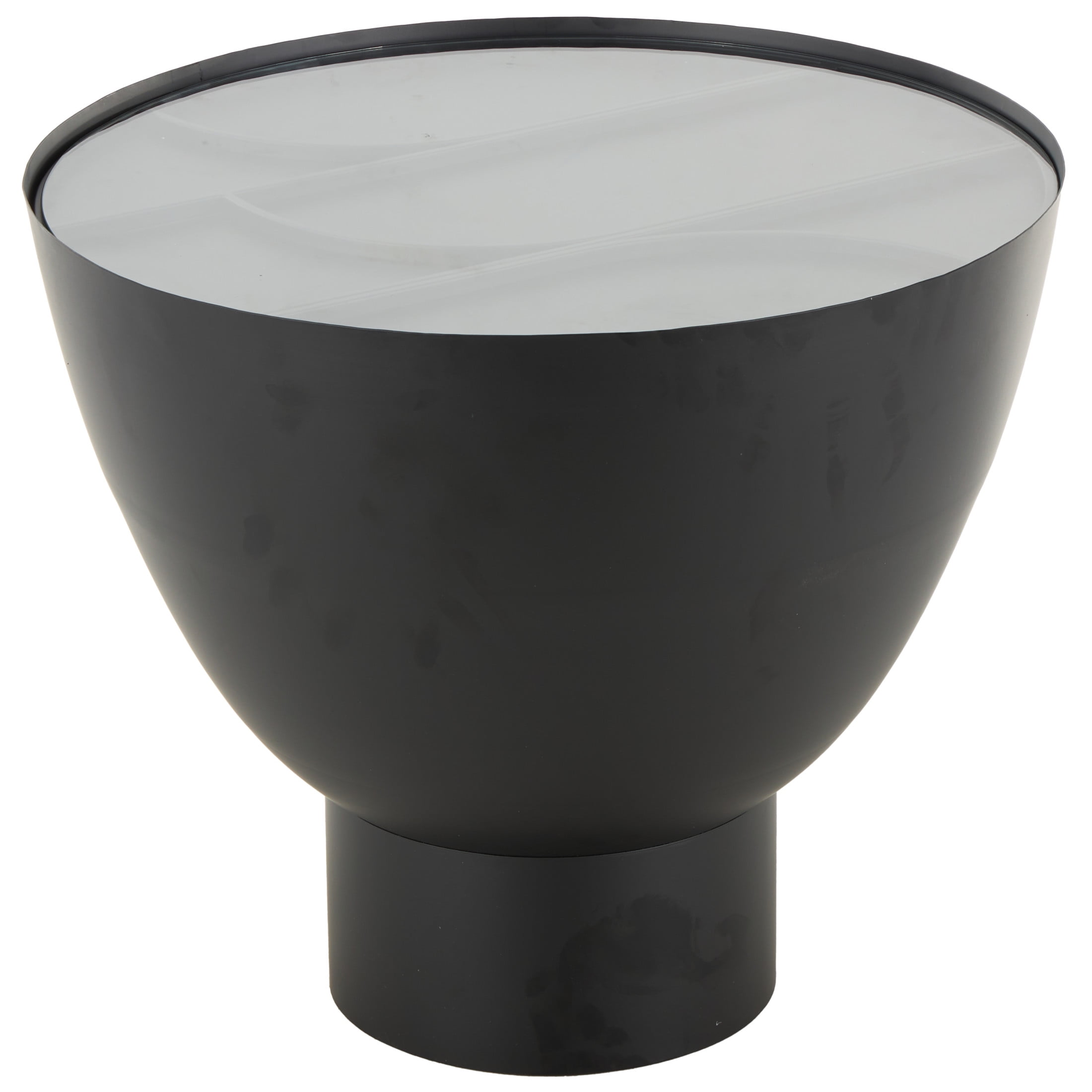 DecMode 22" x 19" Black Metal Geometric Accent Table with Glass ...