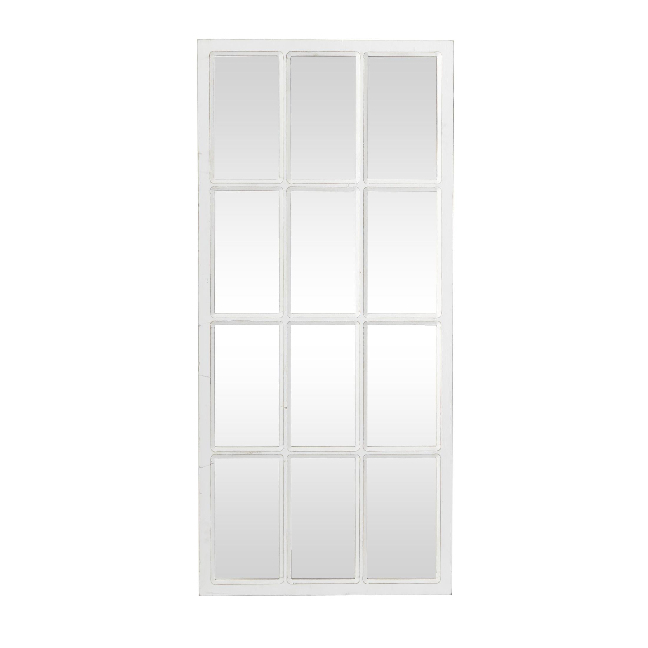 Free Shipping! DecMode 22" x 48" White Window Pane Inspired Wall Mirror ...
